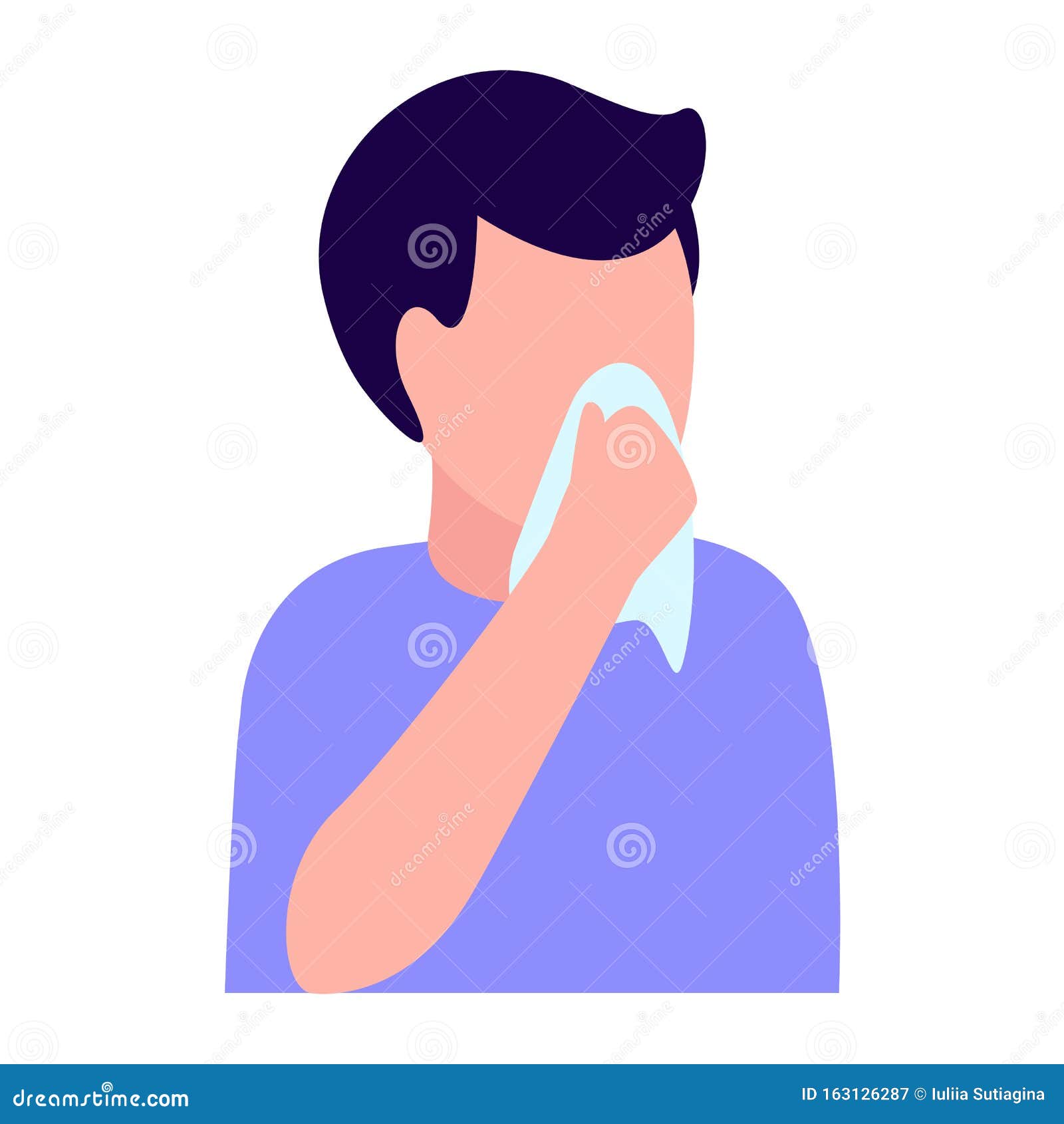 Ill Abstract Man with Handkerchief. Disease, Cold, Weakness. Vector ...