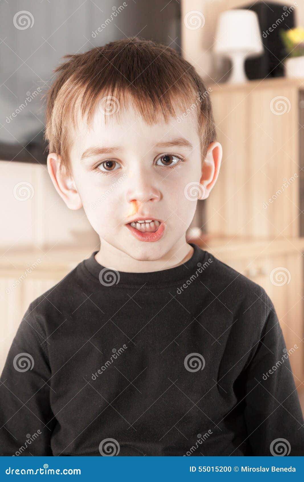 Ill Boy with Flu and Green Rhinitis Stock Photo - Image of bacilli ...
