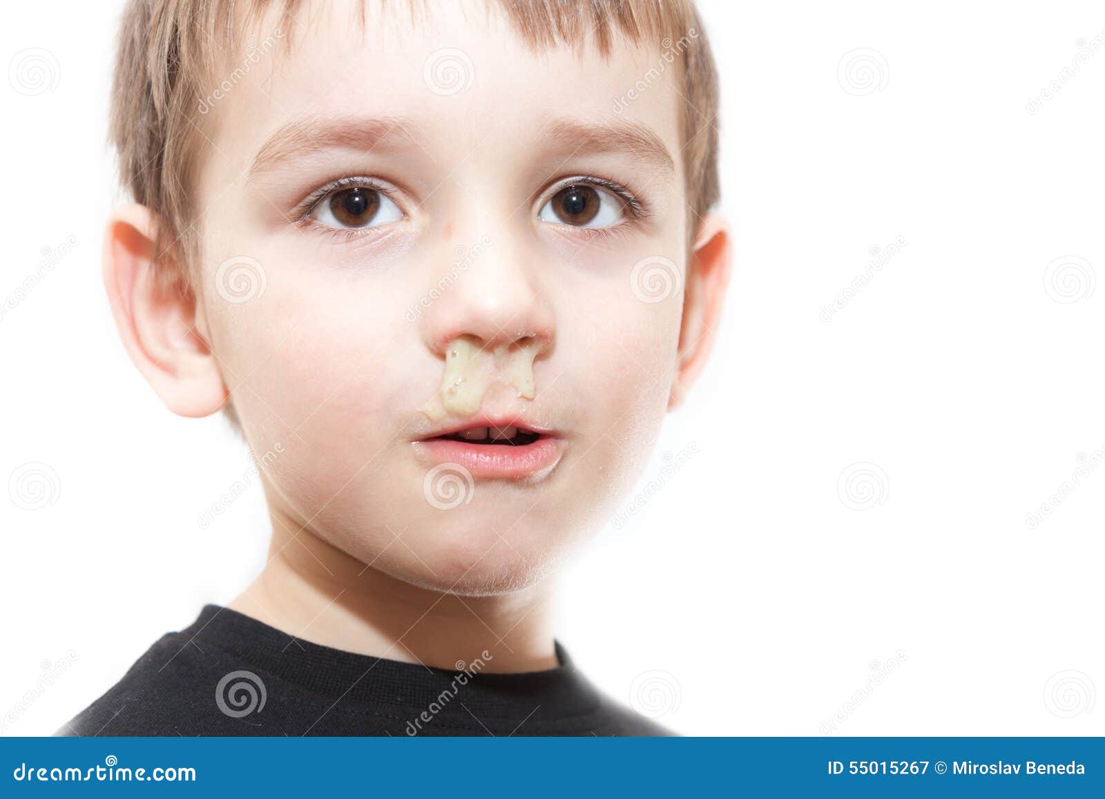 Ill Boy with Flu and Green Rhinitis Stock Image - Image of illness ...