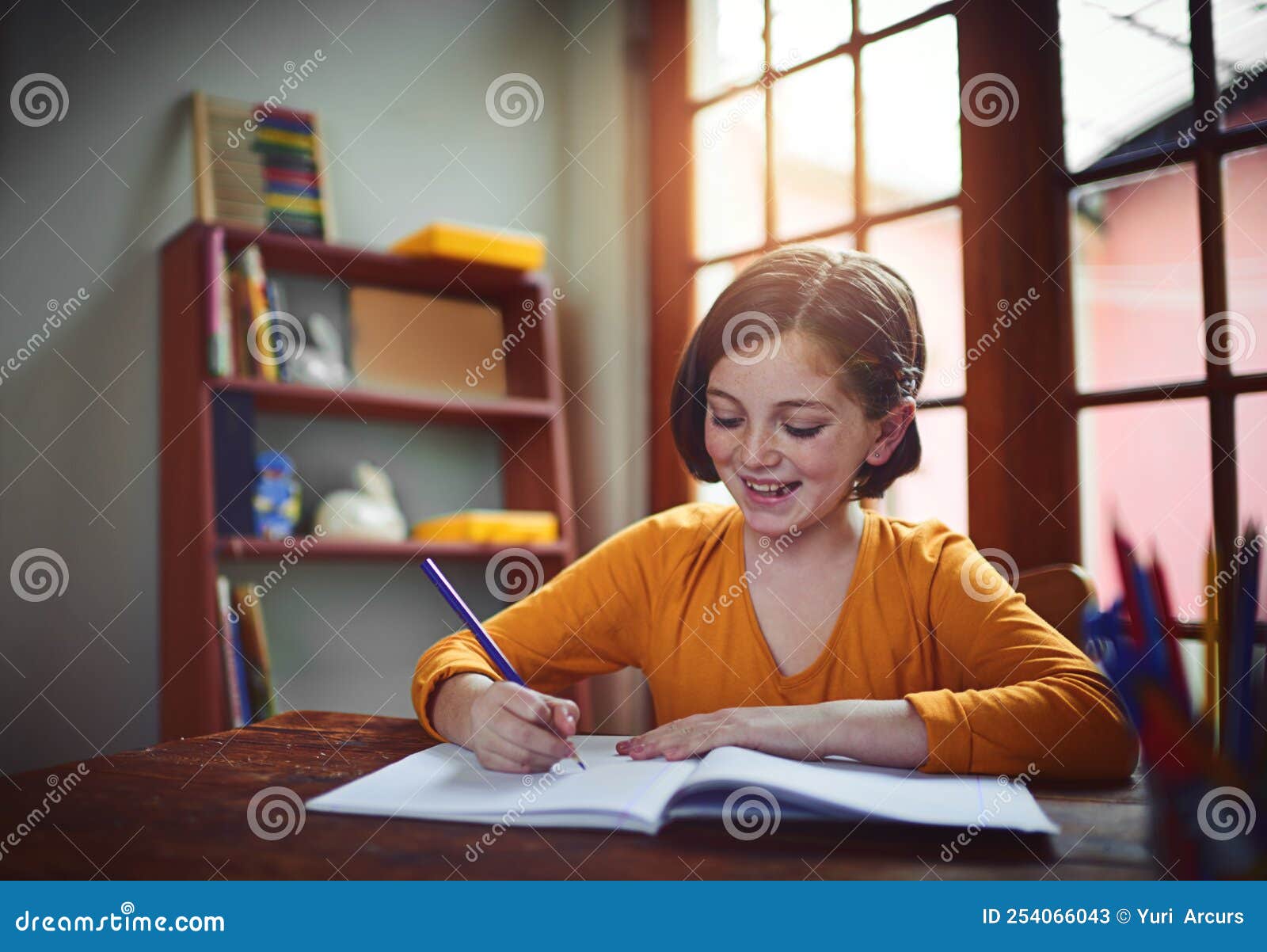 Ill Get this Homework Done in a Flash. a Little Girl Doing Homework ...