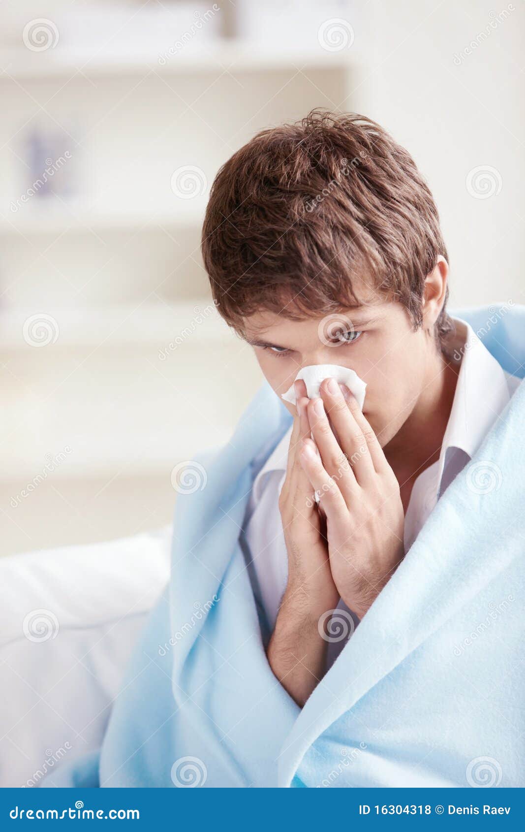 The ill man stock photo. Image of portrait, plaid, home - 16304318