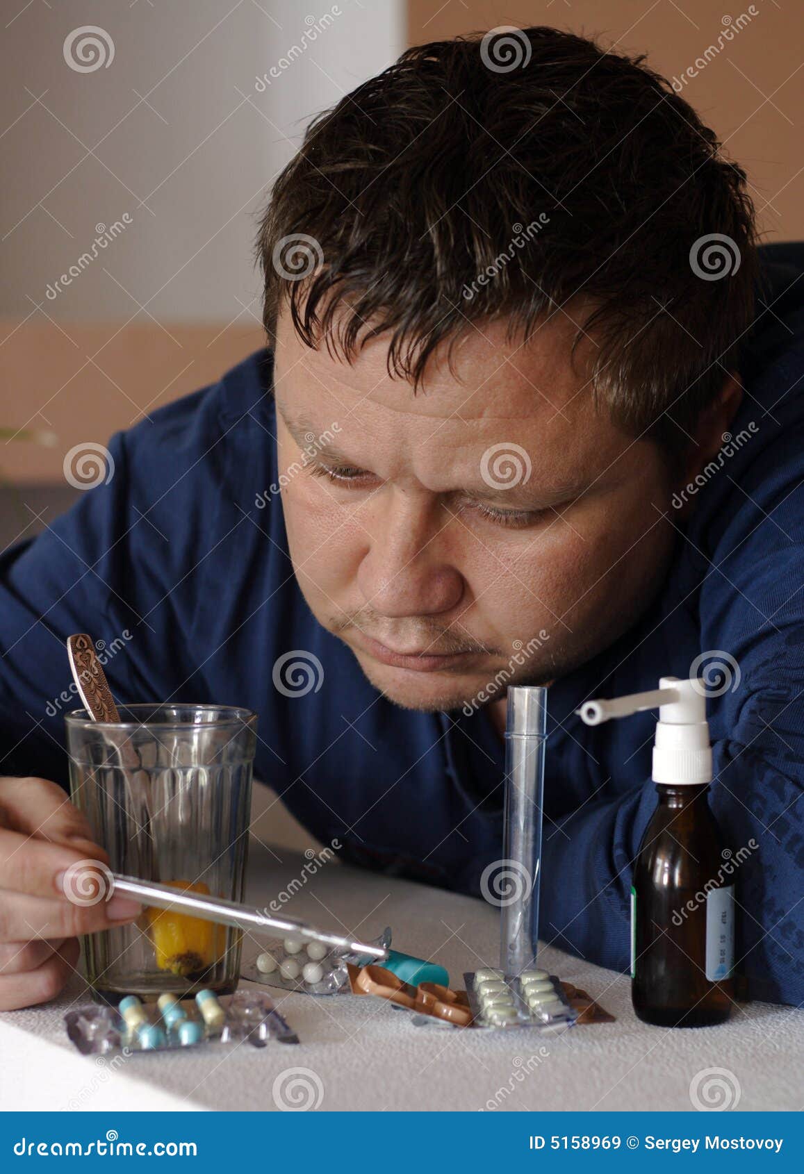 Ill man stock image. Image of medicine, painkiller, cold - 5158969