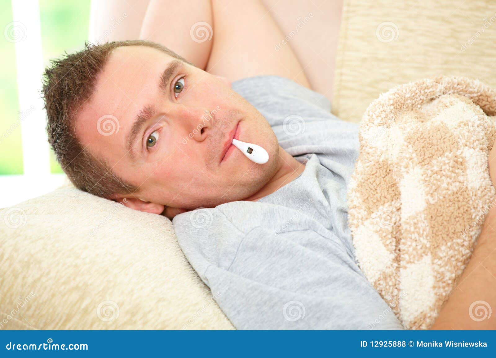 Ill man with a fever stock photo. Image of mouth, patient - 12925888