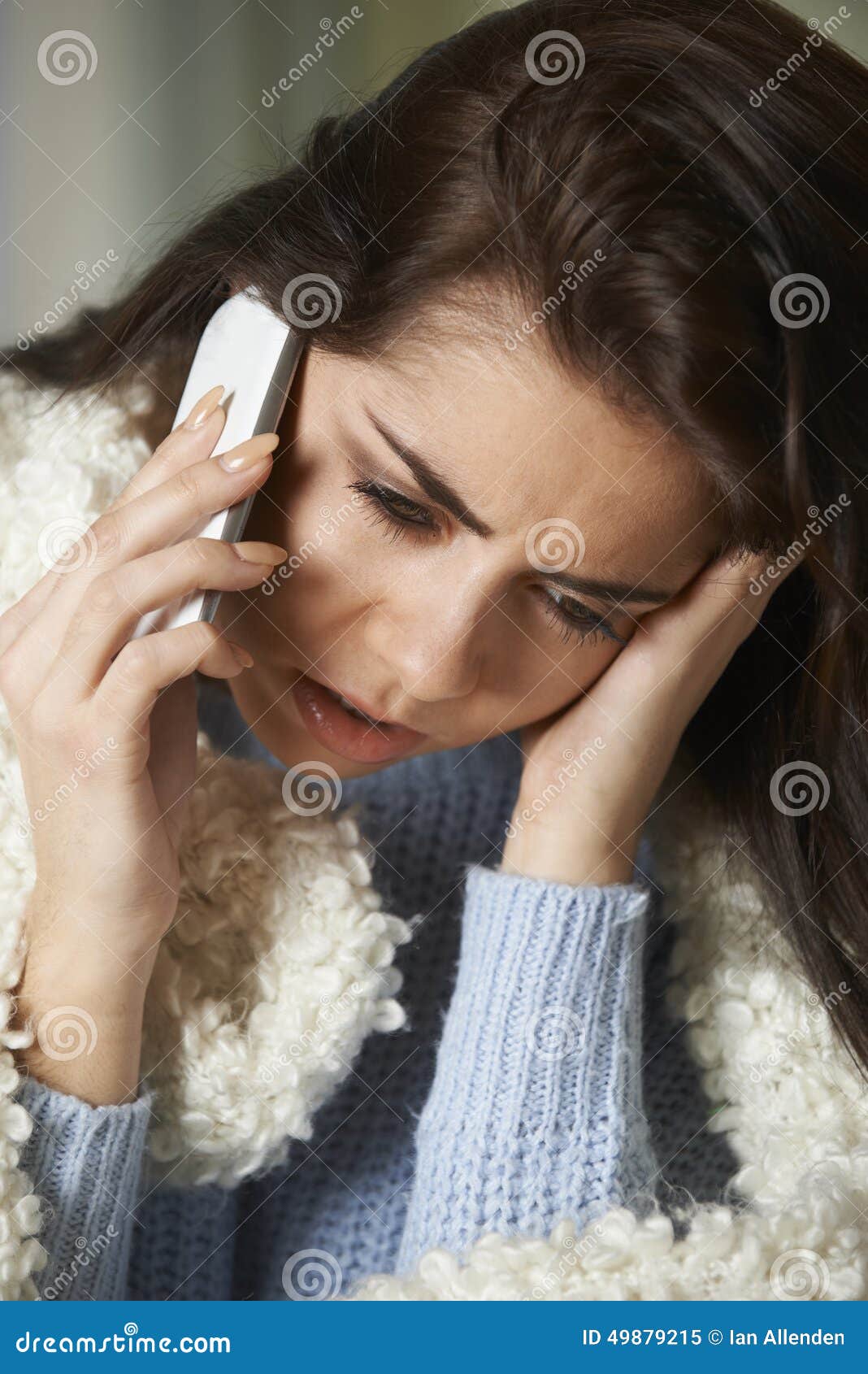 Ill Woman Phoning in Sick To Work on Mobile Phone Stock Image - Image ...