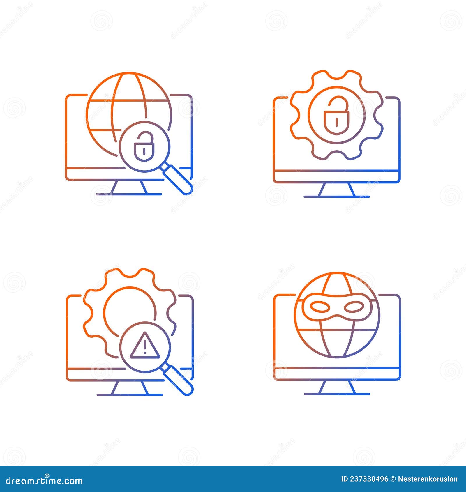 Illegal Activities Detection Gradient Linear Vector Icons Set Stock Vector Illustration Of