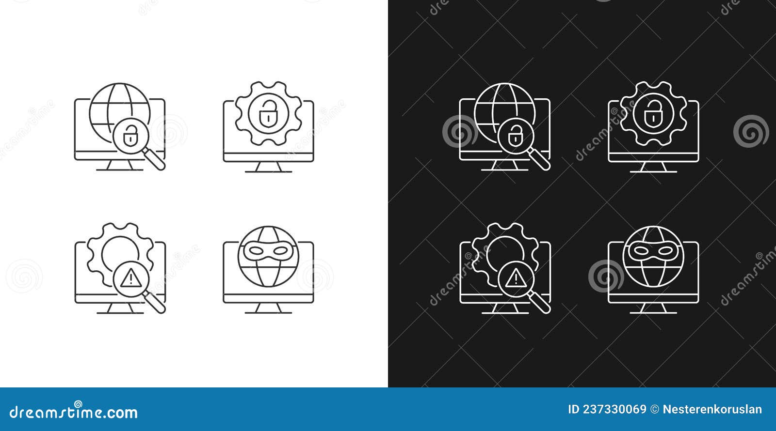 Illegal Activities Detection Linear Icons Set Cartoon Vector ...