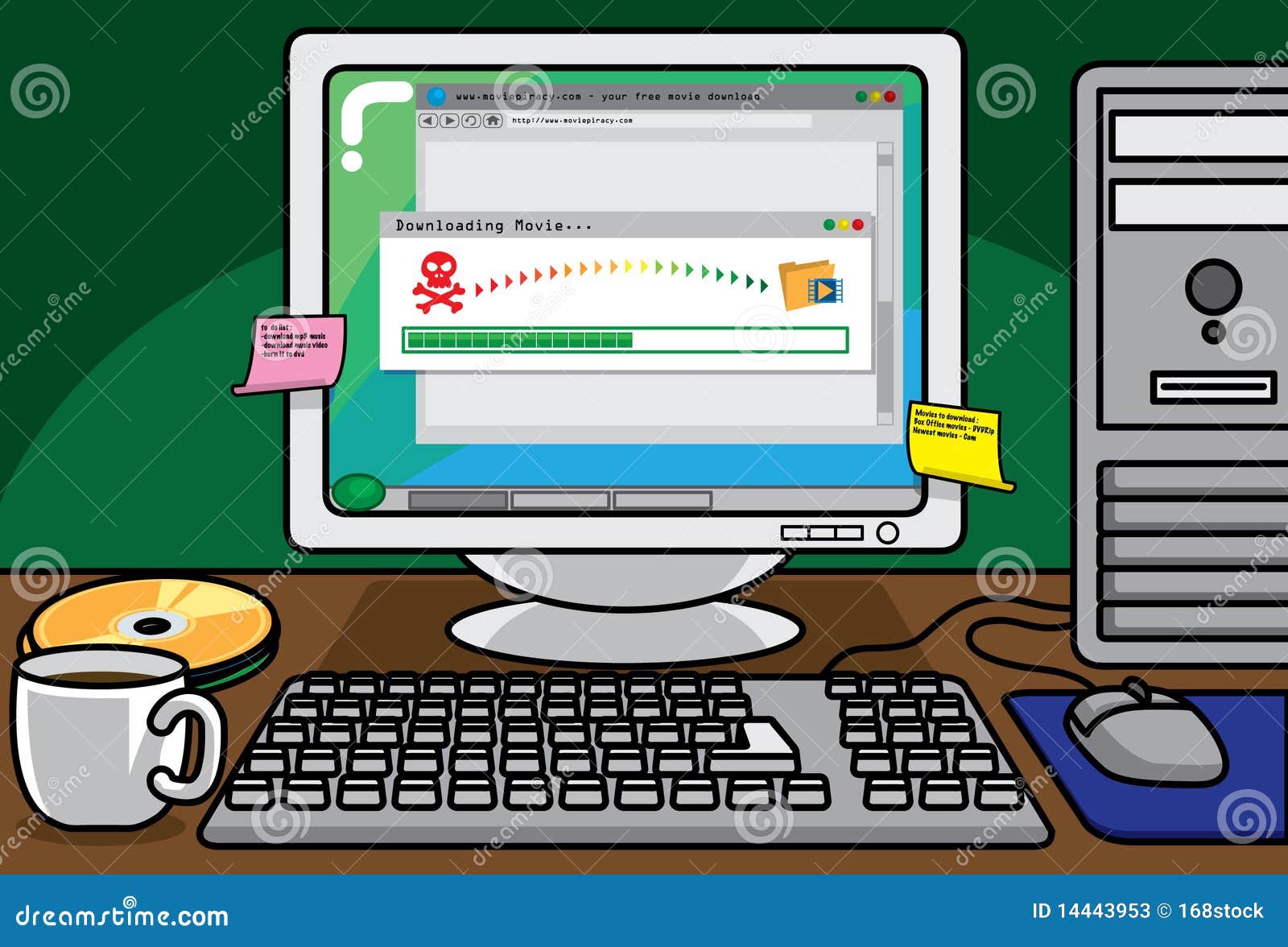 Illegal Download pt.1 stock illustration. Illustration of system - 14443953