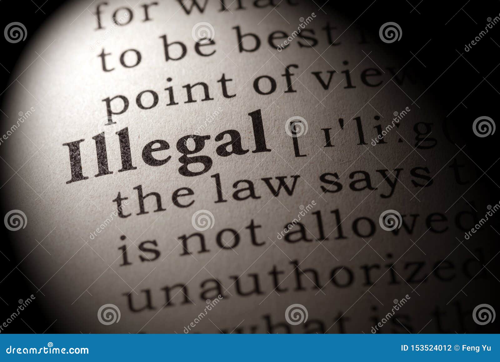 Definition of the Word Illegal Stock Photo - Image of light, concept ...