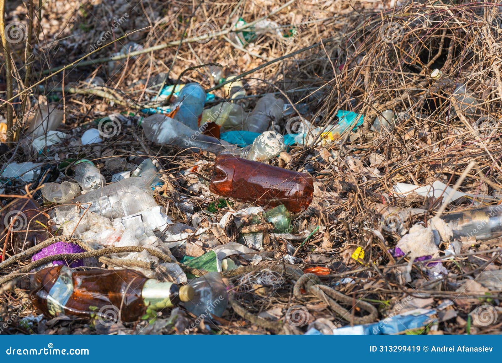 Illegal Garbage Dump in Nature. Dirty Garbage Polluting the Environment ...