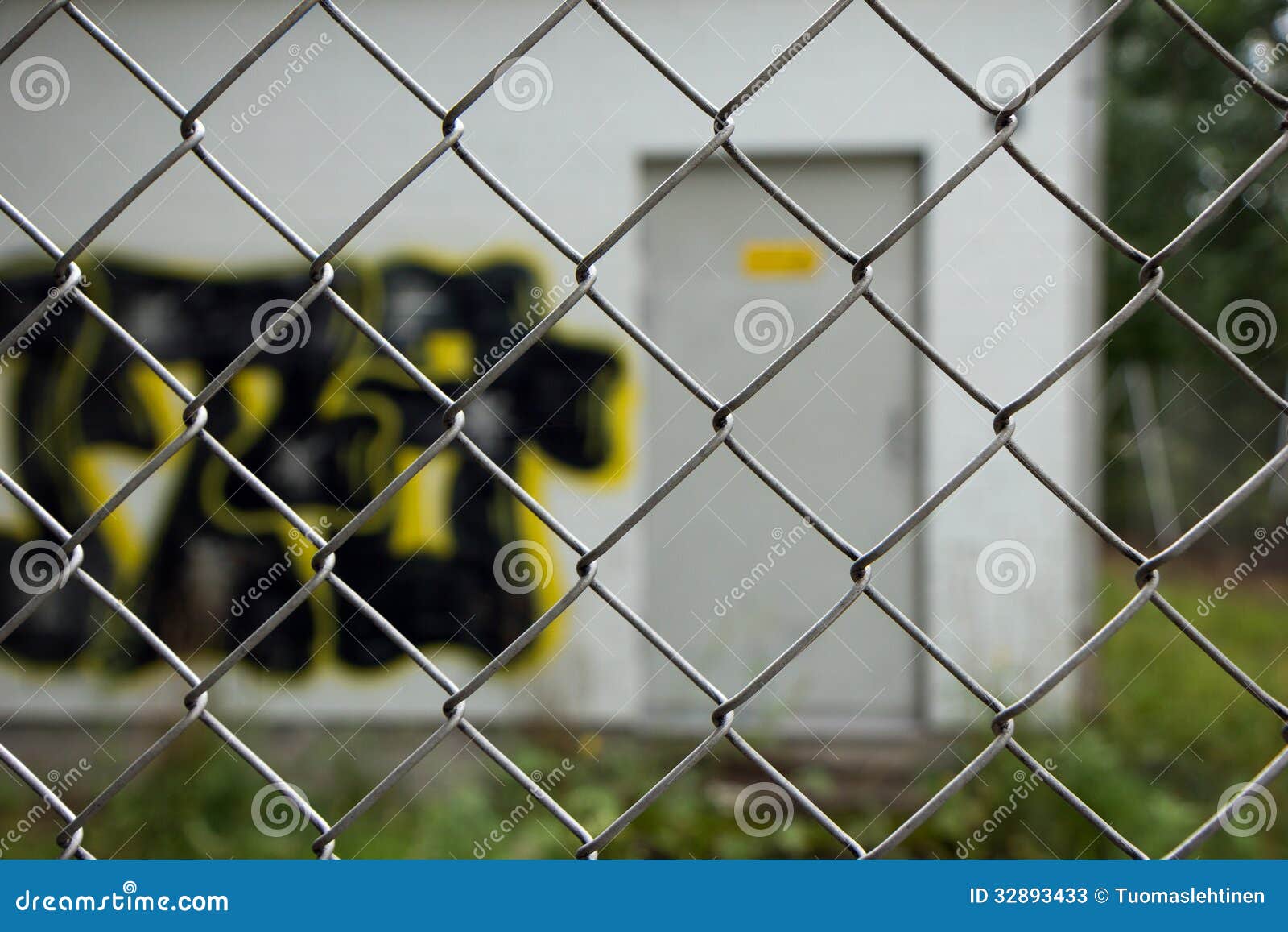 Illegal Graffiti Behind a Fence Stock Image - Image of vandalism ...