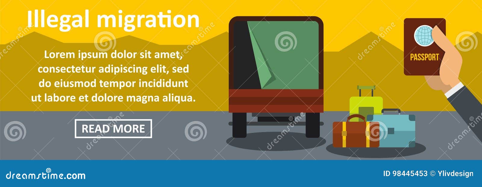 Illegal Migration Banner Horizontal Concept Stock Vector - Illustration ...