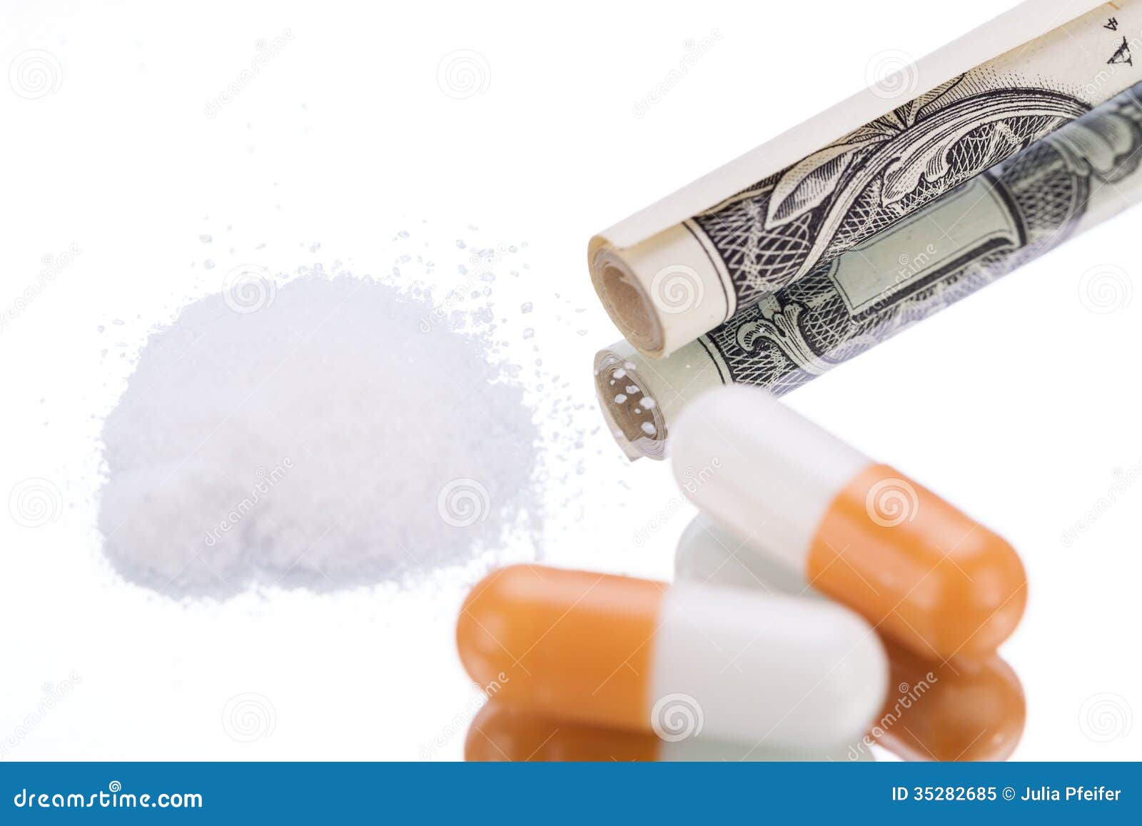 Illegal Pharmaceutical Pills and Drugs on Mirror Stock Image - Image of ...
