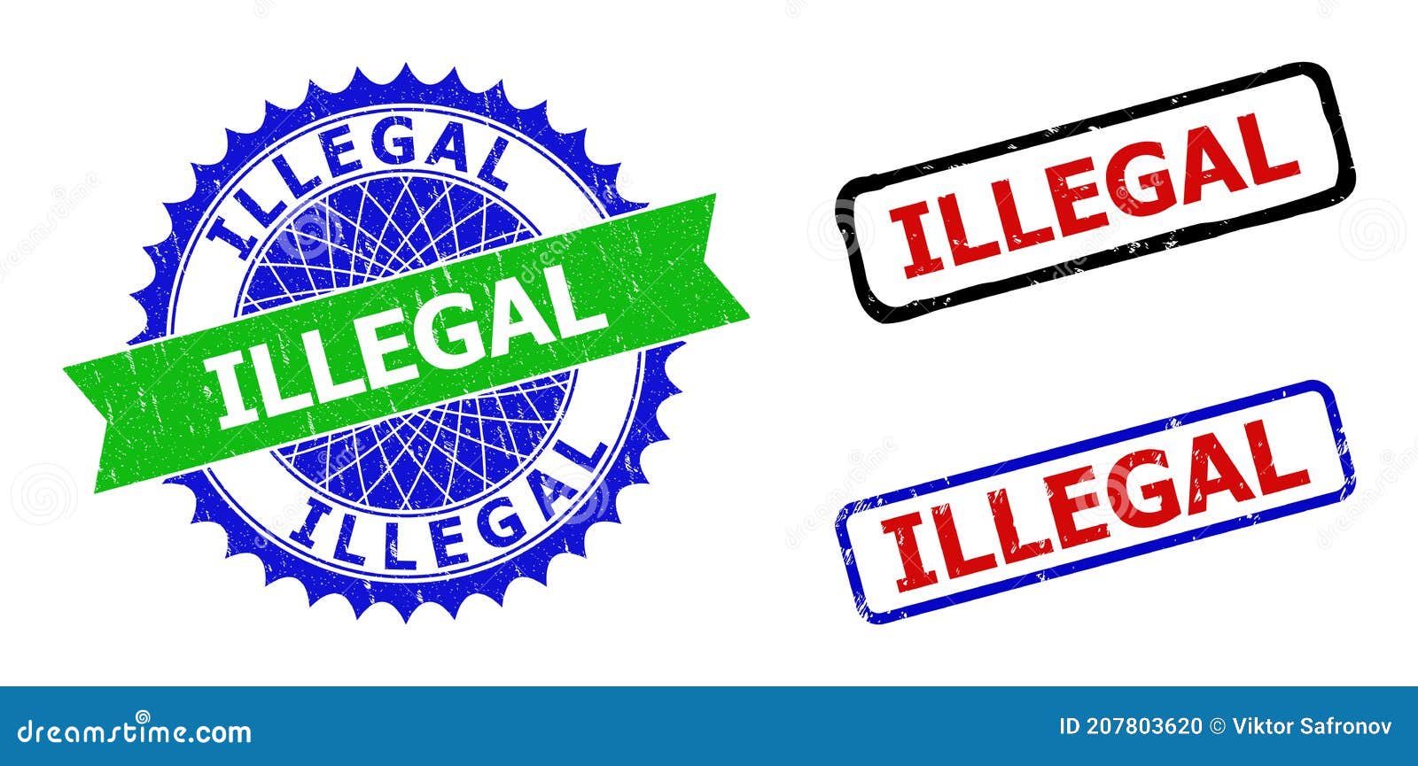 Illegal Rosette And Rectangle Bicolor Stamp Seals With Corroded
