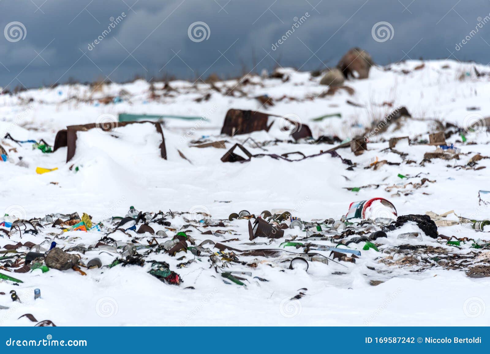 Illegal Trash Dump in the Arctic Snow Polluting the Pristine ...
