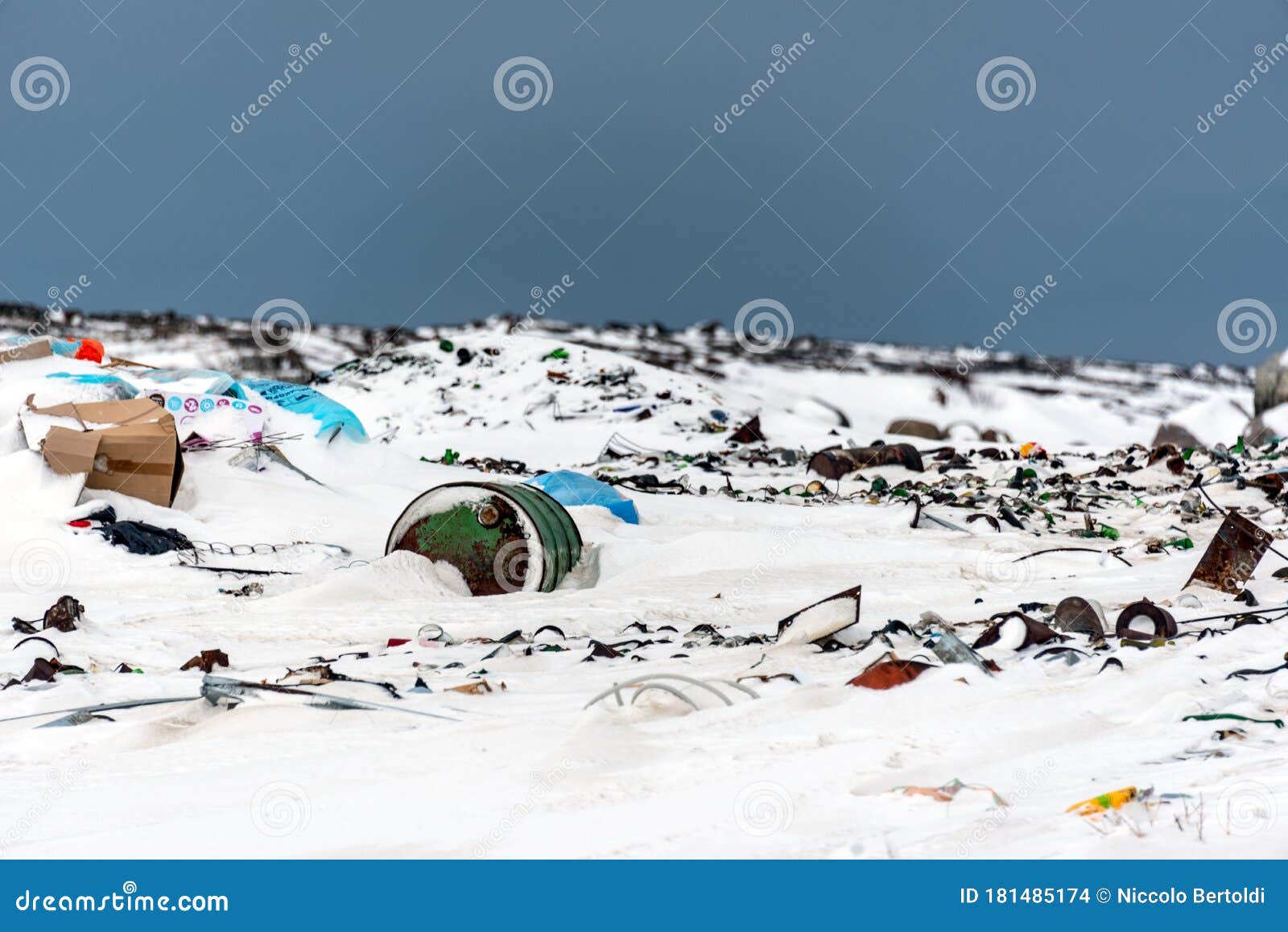 Illegal Trash Dump in the Arctic Snow Polluting the Pristine ...