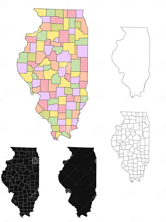 Illinois Administrative Map, Illinois Outline and Counties State Map ...