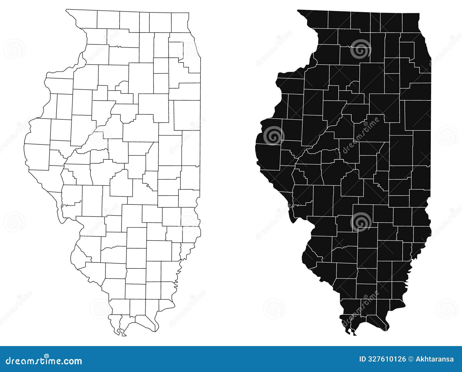 Illinois Administrative Map. Counties Map Of Illinois With Different Colours, Blank Map, Empty ...