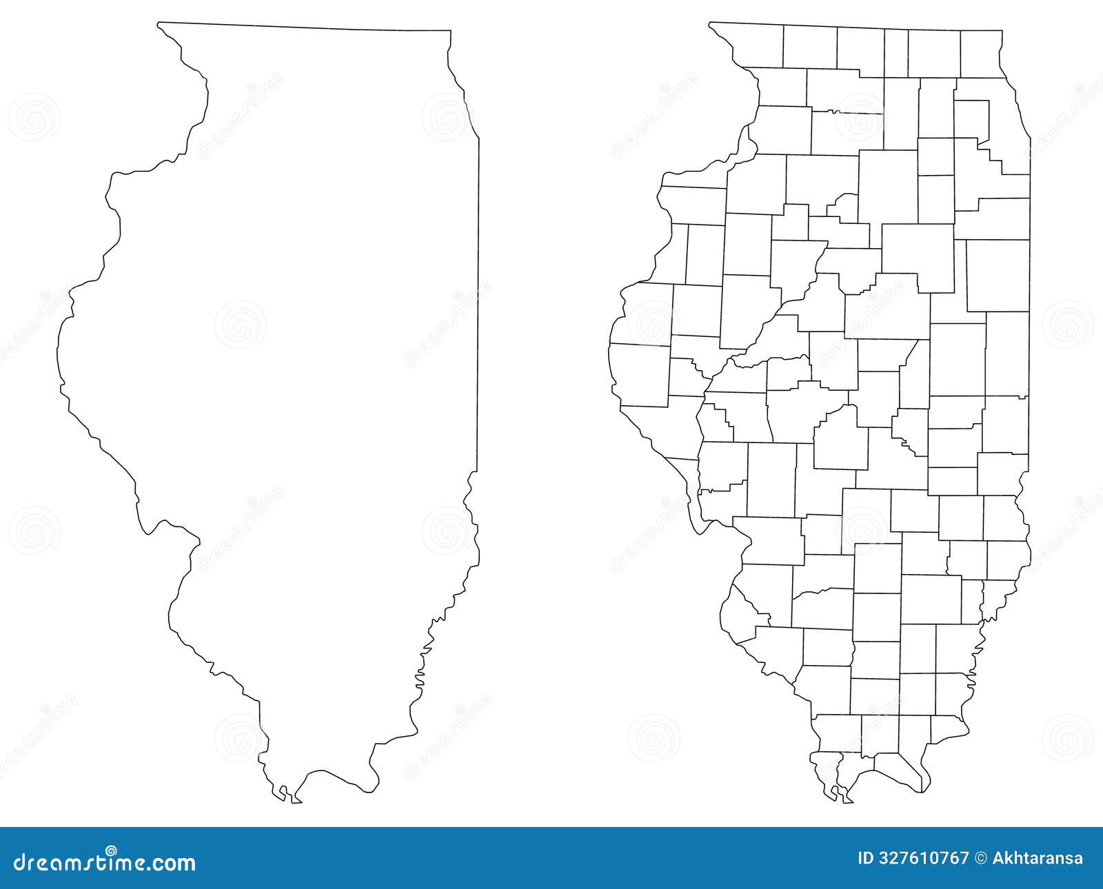 Illinois Administrative Map, Illinois Outline And Counties State Map ...