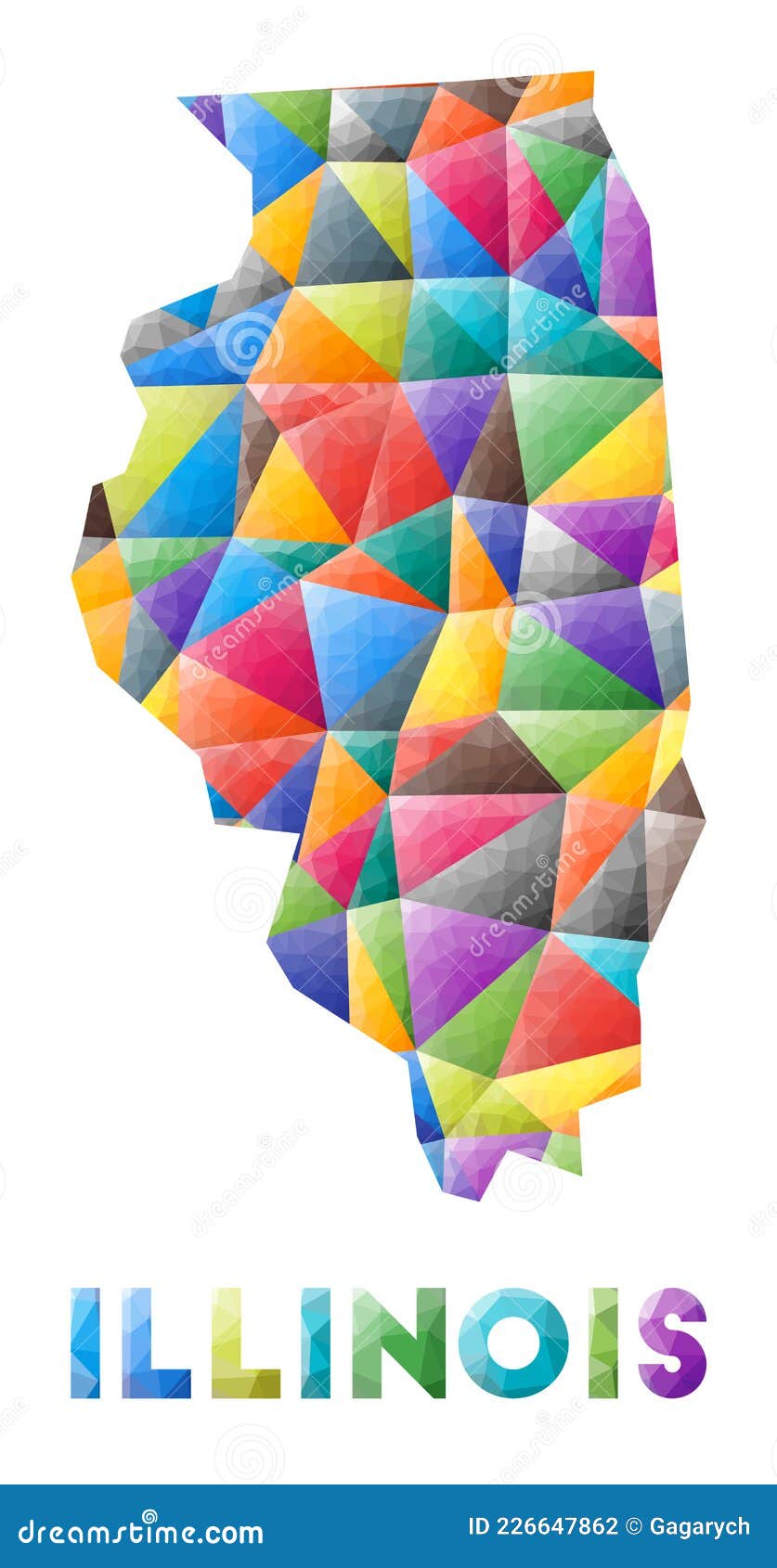 Illinois - Colorful Low Poly Us State Shape. Stock Vector ...