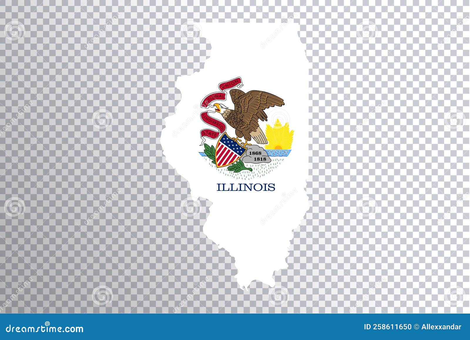 Illinois Flag on Map, Transparent Background Stock Illustration - Illustration of area, regional ...