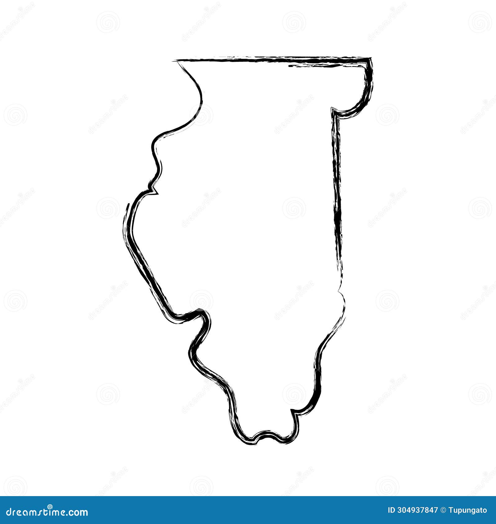 Illinois Map Outline Hand Drawn Sketch Stock Vector - Illustration of ...