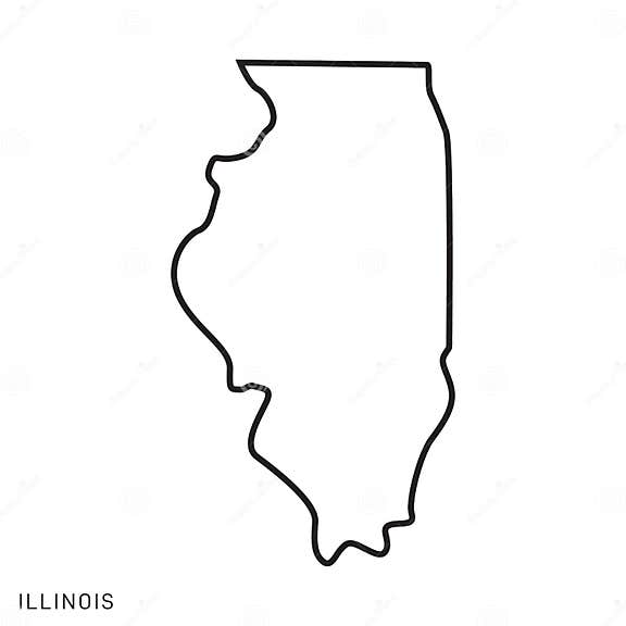 Illinois Map Outline Vector Design Template. Editable Stroke Stock ...