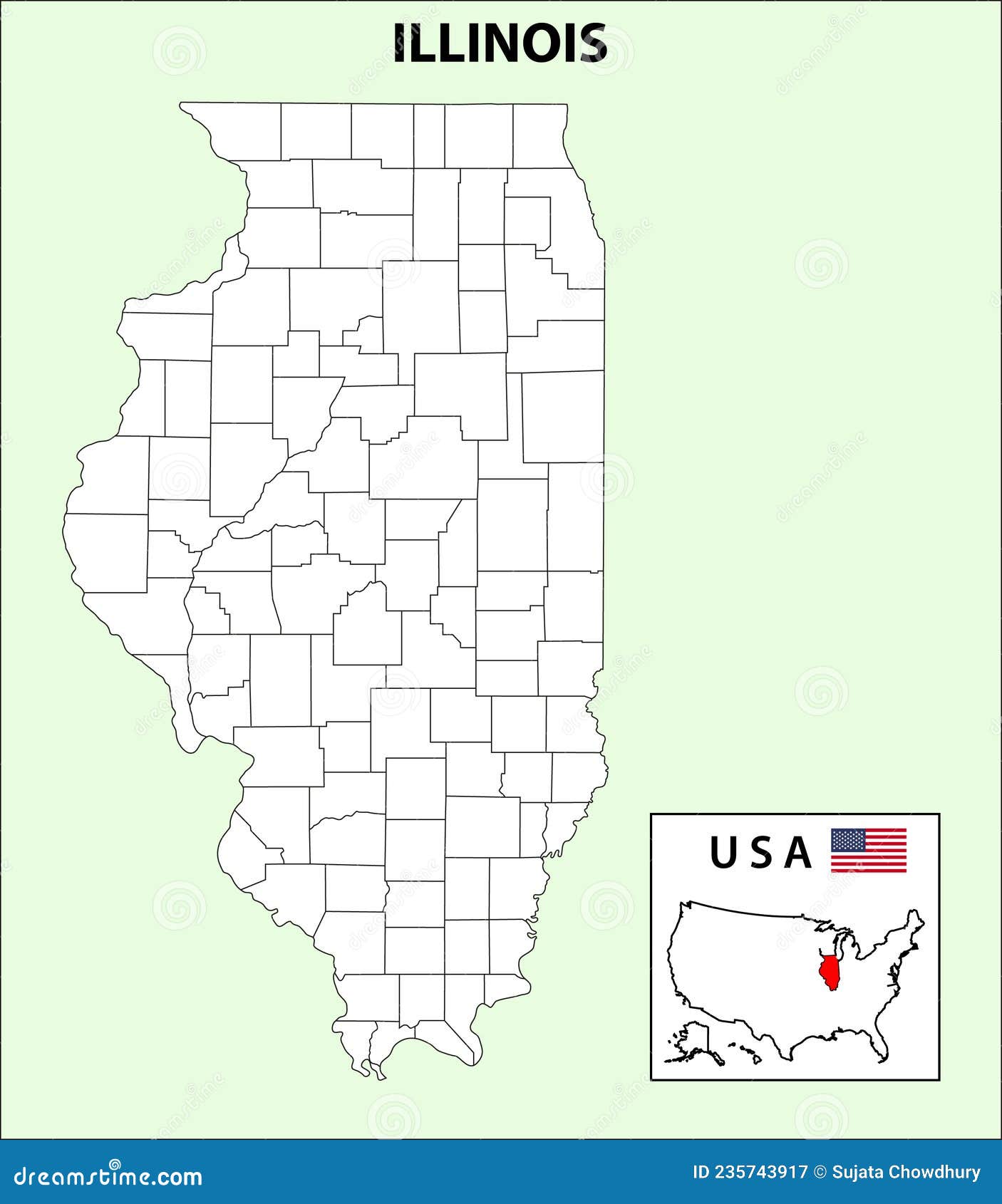 Illinois Map. State and District Map of Illinois Stock Vector ...