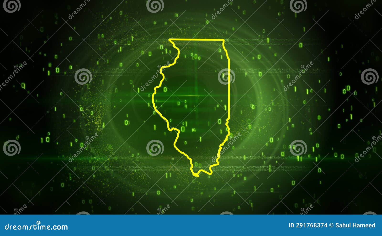 Illinois State (USA) Map on Digital Background Stock Illustration ...