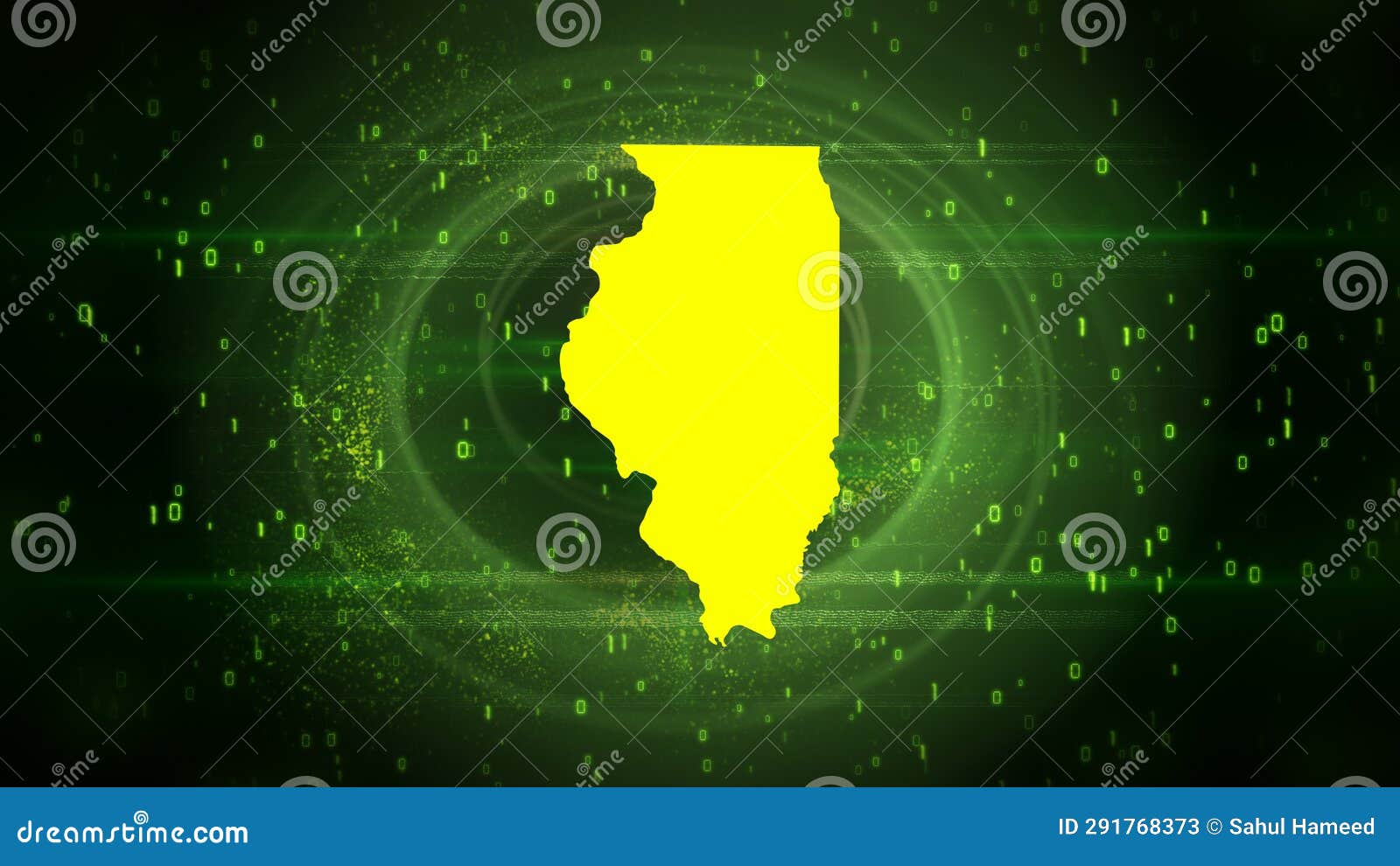 Illinois State (USA) Map on Digital Background Stock Illustration ...
