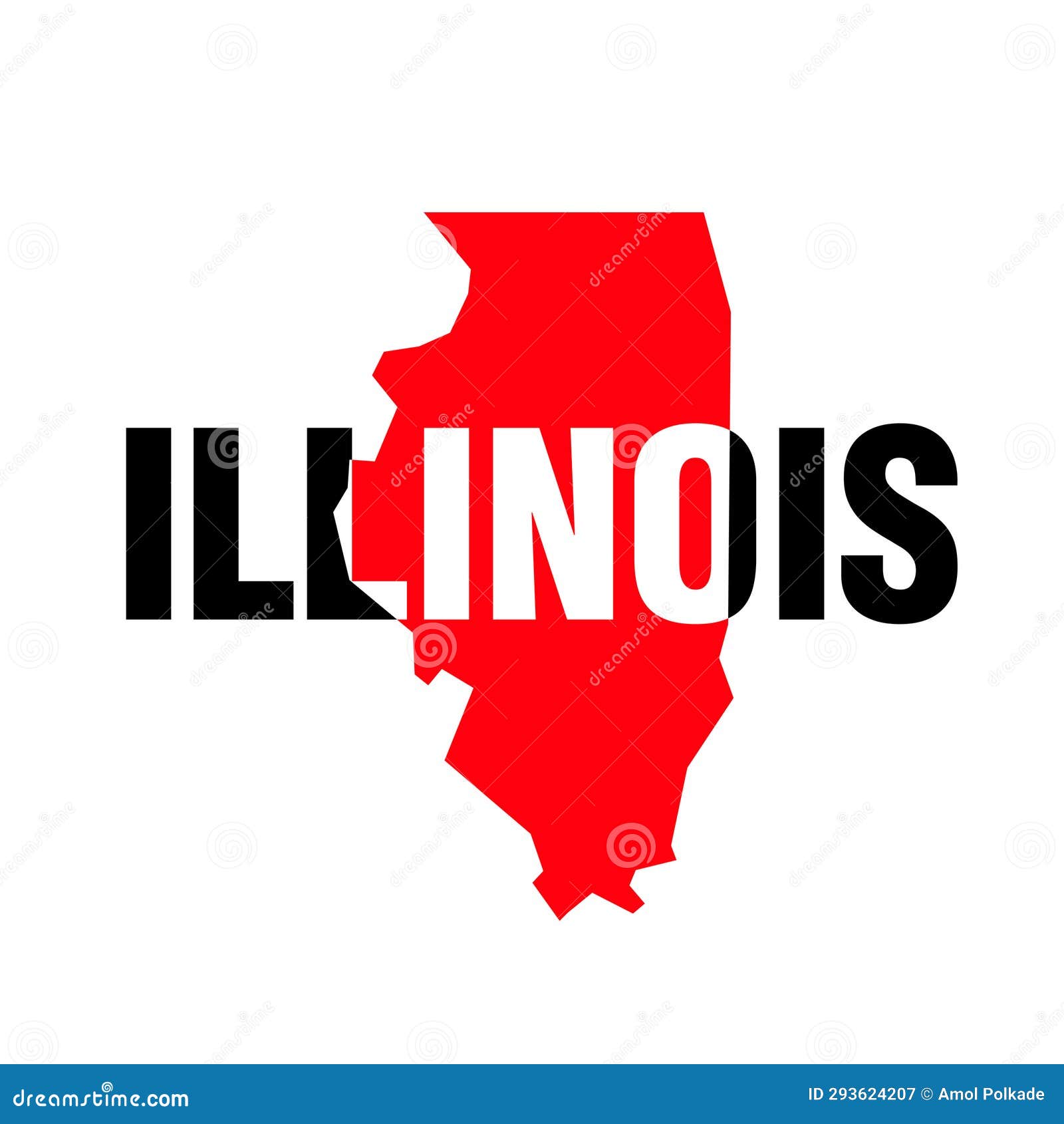 Illinois US State Map Typography Vector Illustration Stock Vector ...