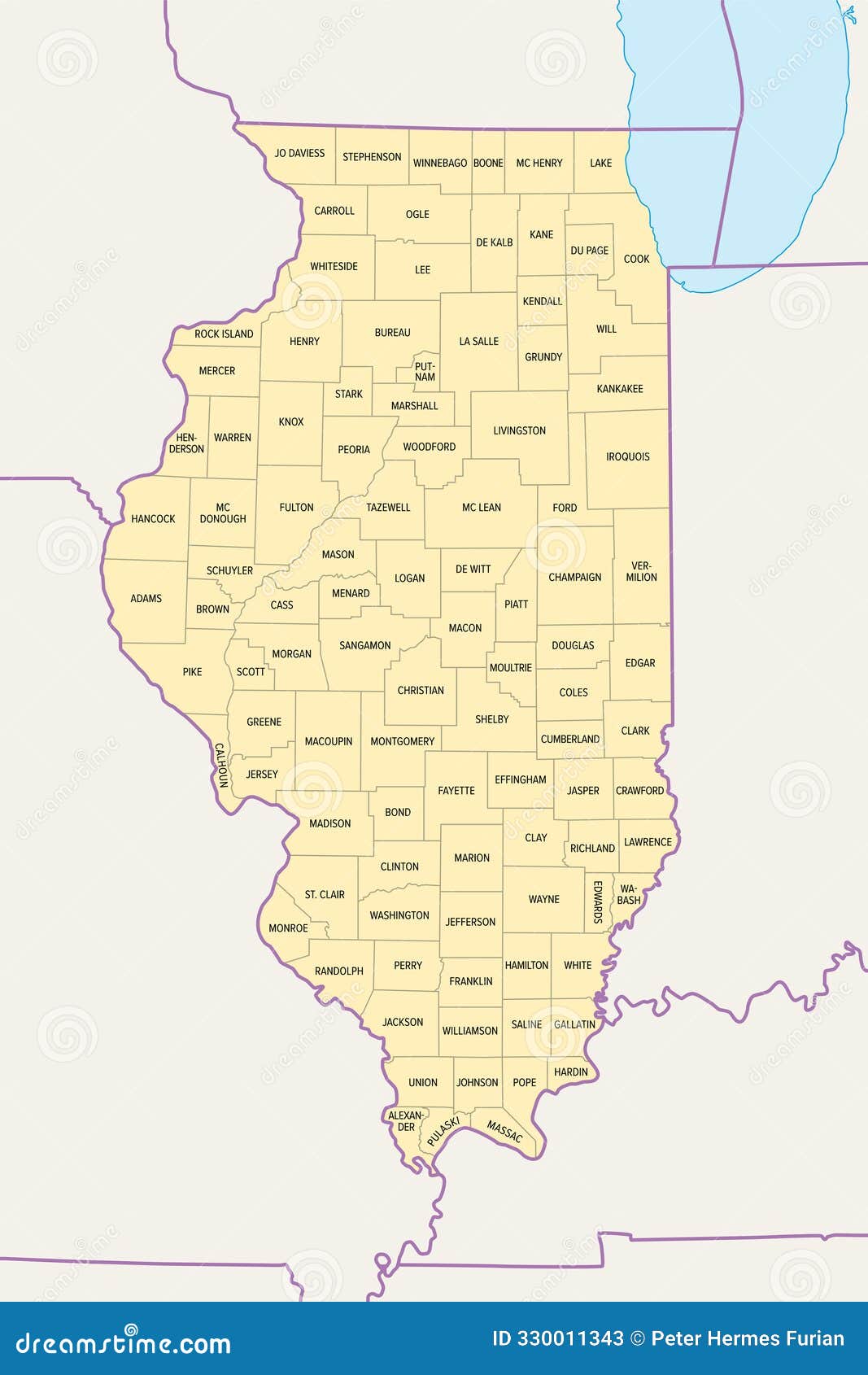 3d Political Map Of Illinois Royalty-Free Stock Photo | CartoonDealer ...