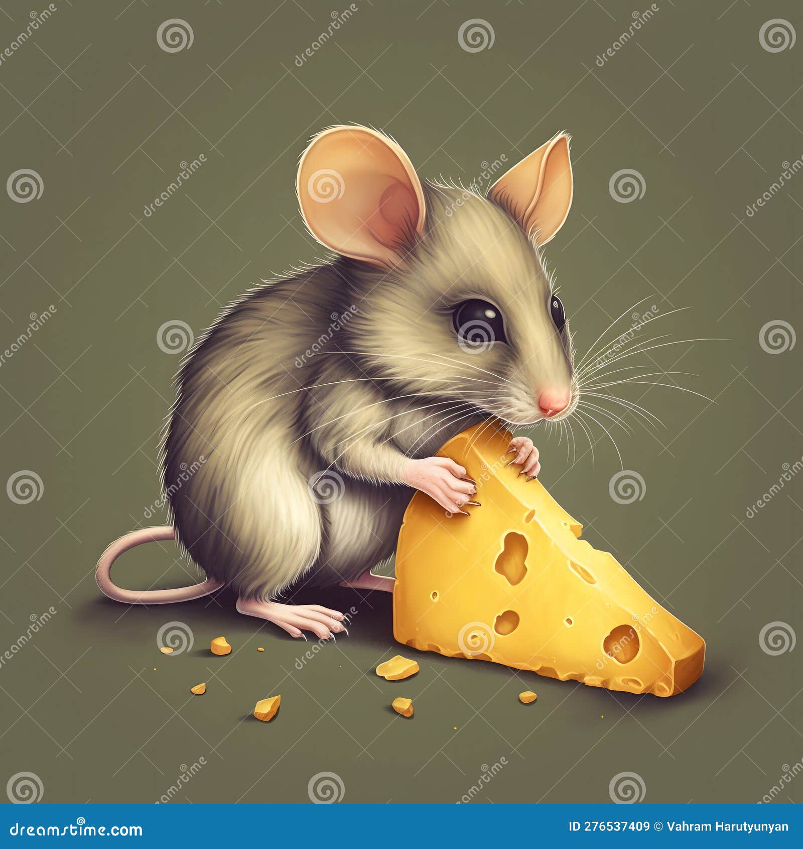 Illistration of a Mouse Eating Cheese Stock Illustration - Illustration ...