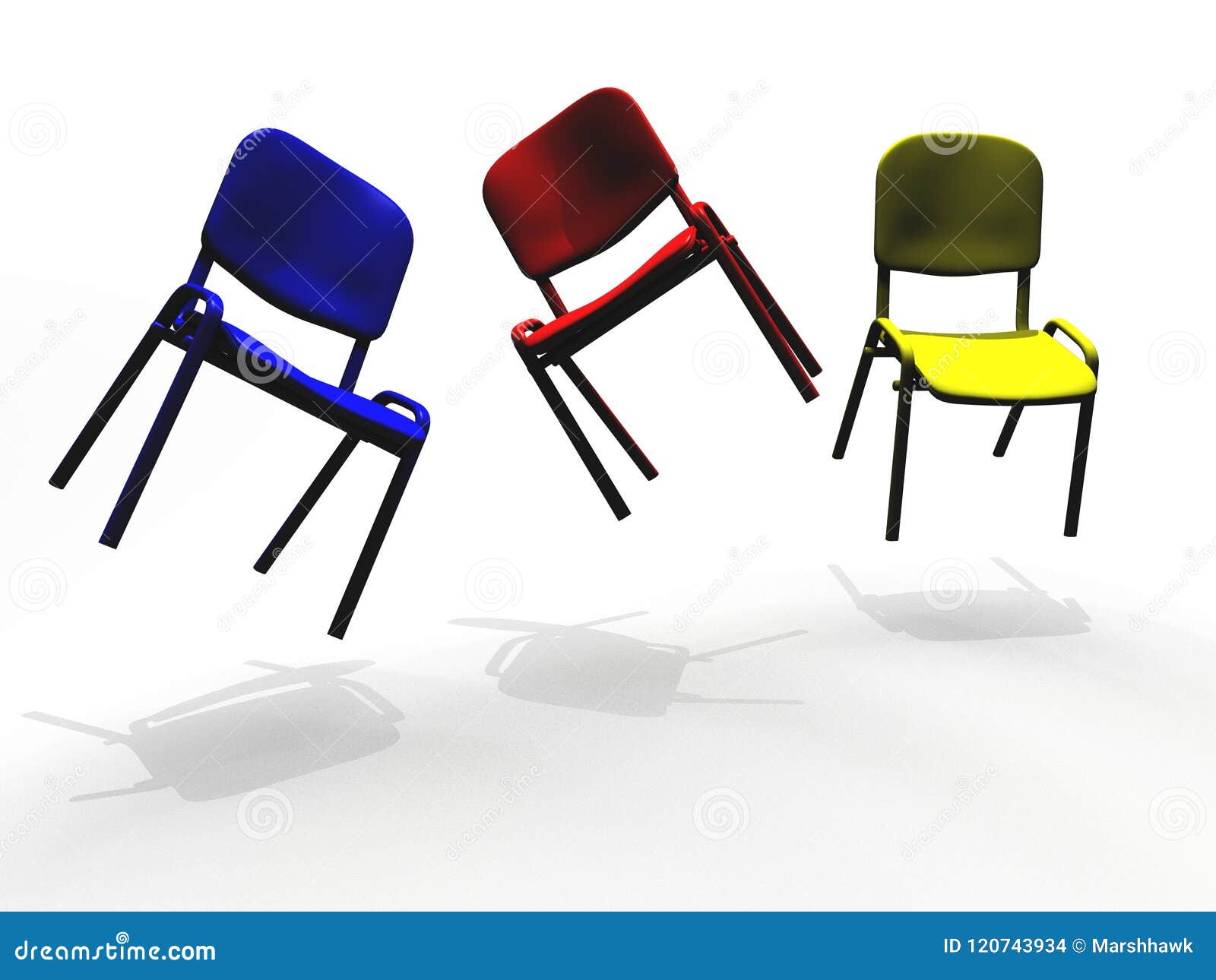 Illustrated Colorful Chairs Floating Stock Illustration - Illustration ...