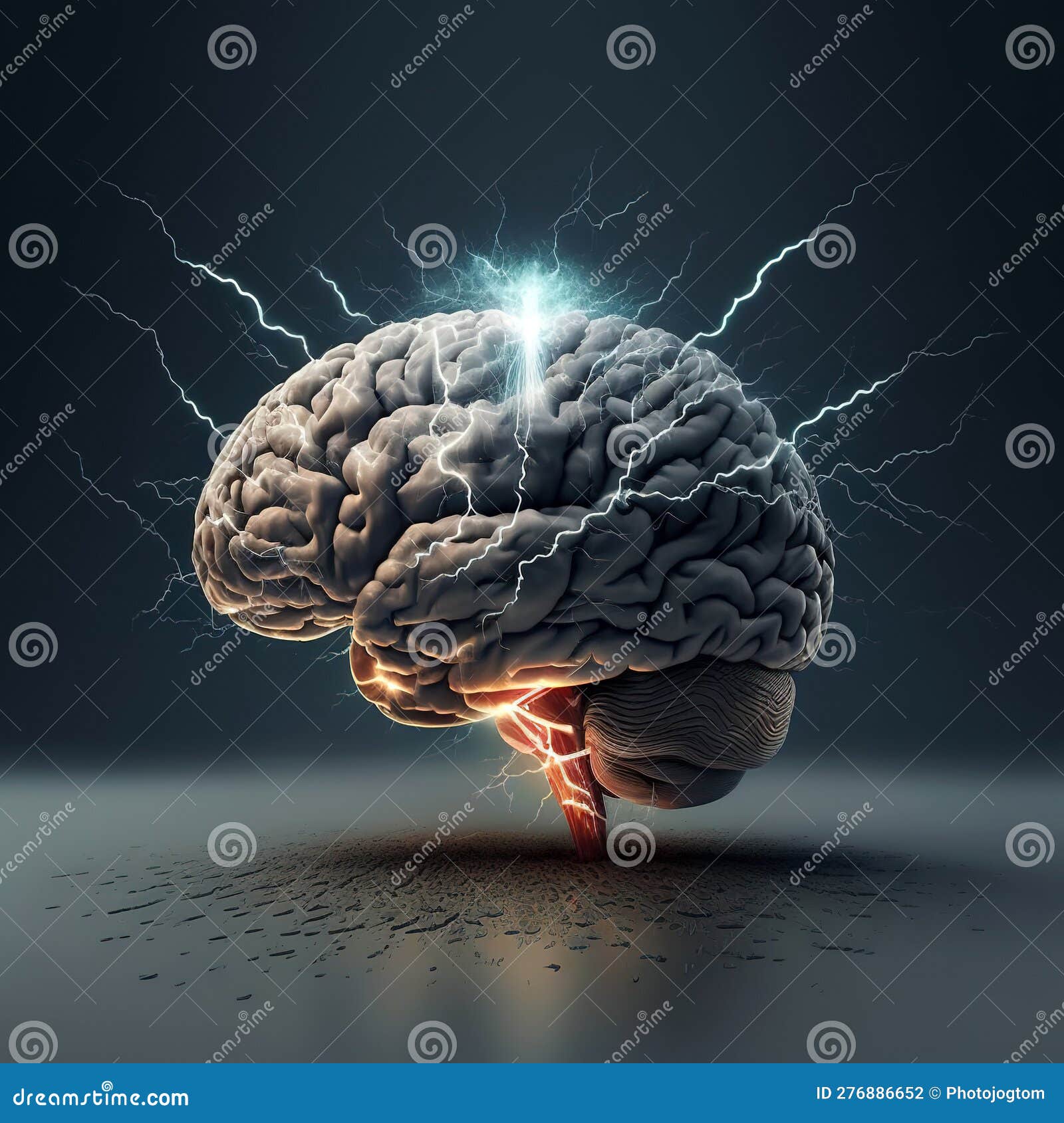 Thunderstorm in the brain stock illustration. Illustration of migraine ...