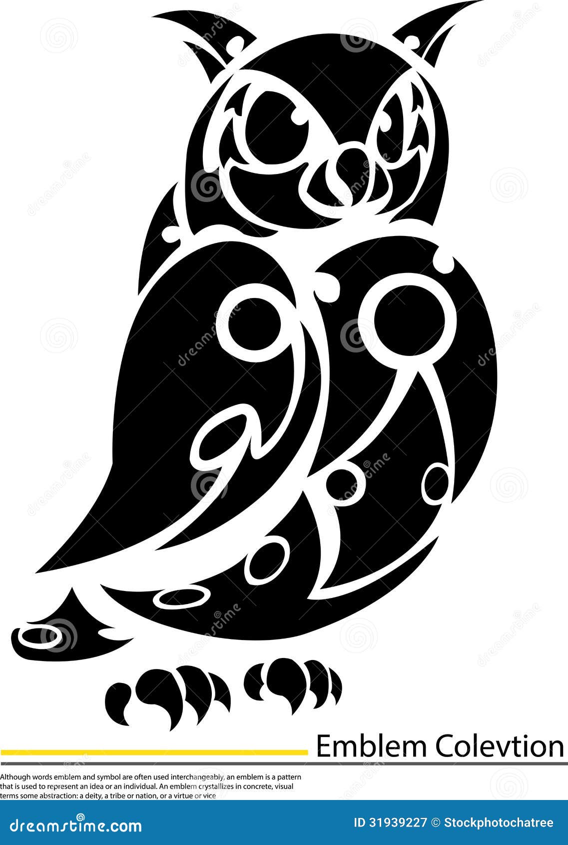 Illlustration of an Owl Symbol,tattoo Design Stock Illustration ...