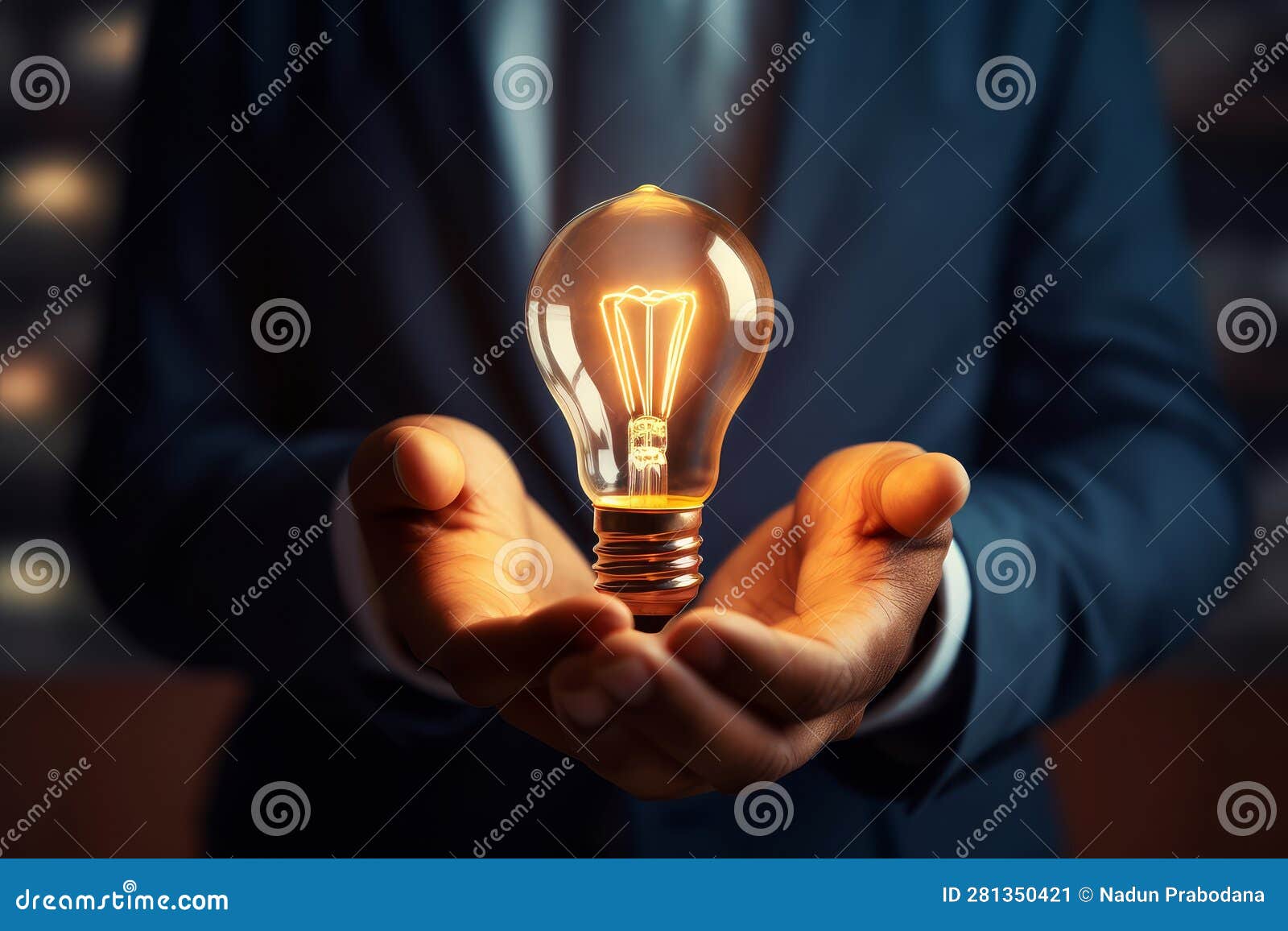Illuminate Innovation: Businessman Holding a Glowing Lamp (AI Generated ...