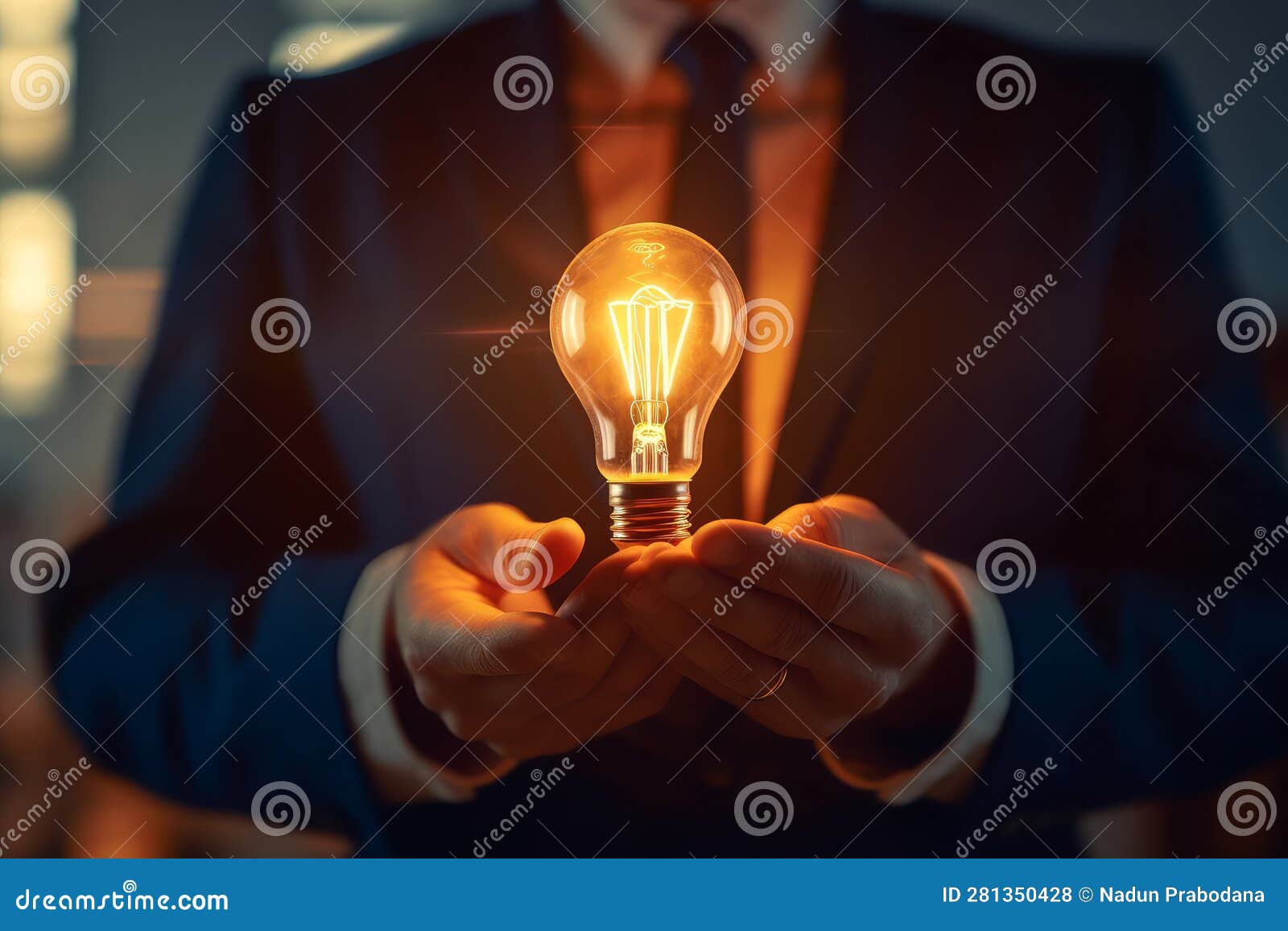 Illuminate Innovation: Businessman Holding a Glowing Lamp (AI Generated ...