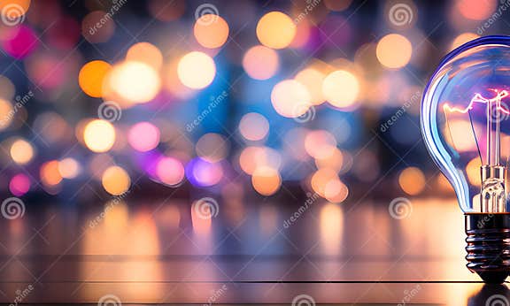 Bright Idea Illuminated: Light Bulb in a Gloomed and with Abstract ...