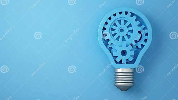 Illuminate Your Mind with an Abstract Blue Light Bulb Filled with Gears ... Illuminate Your Mind with an Abstract Blue Light Bulb Filled with Gears ...