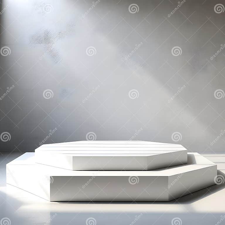 Hexagonal Ceramic Podium Minimalist Elegance in Studio Lighting Stock Illustration ...