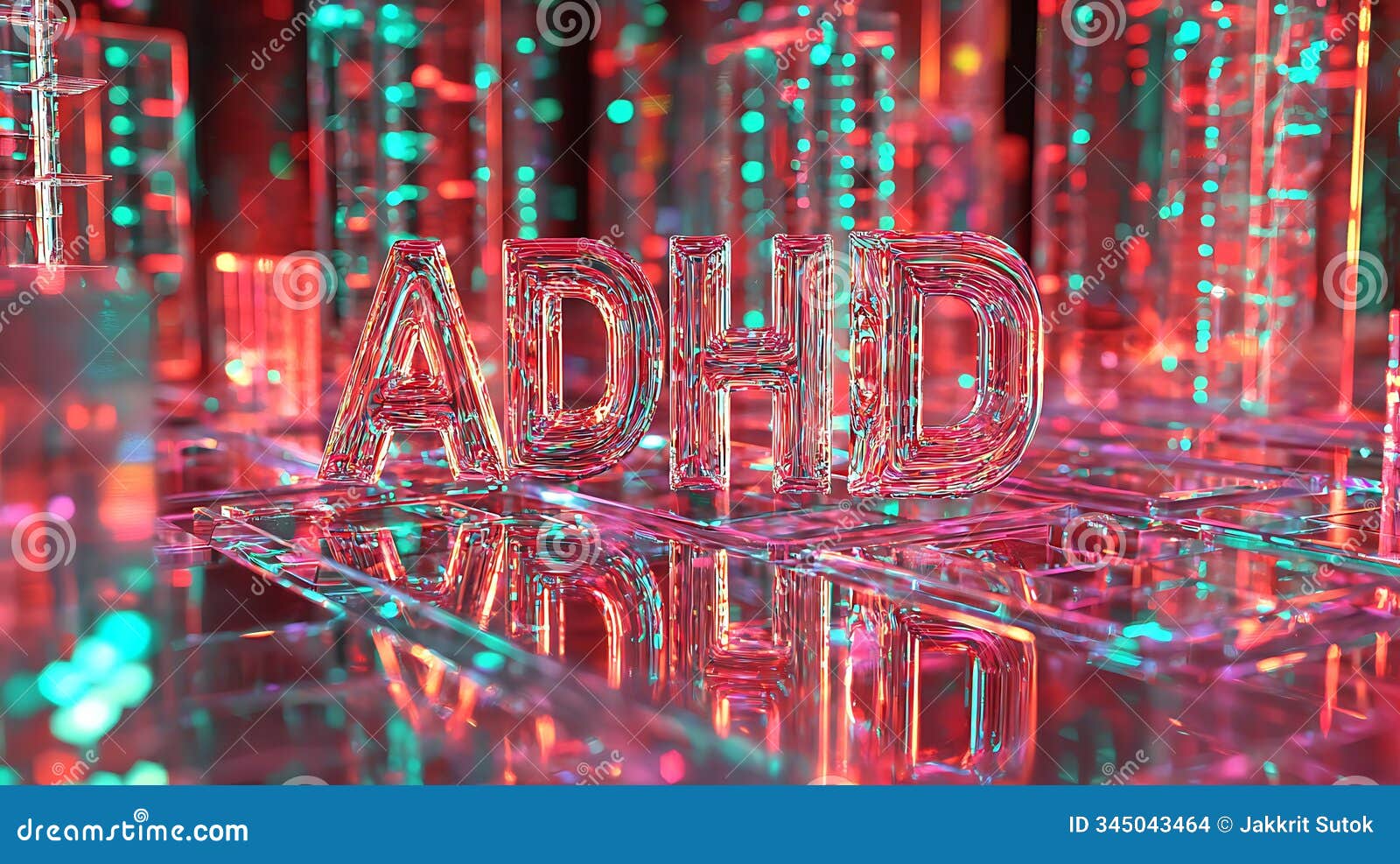 Illuminated ADHD Letters Creative Space Digital Illustration Vibrant ...