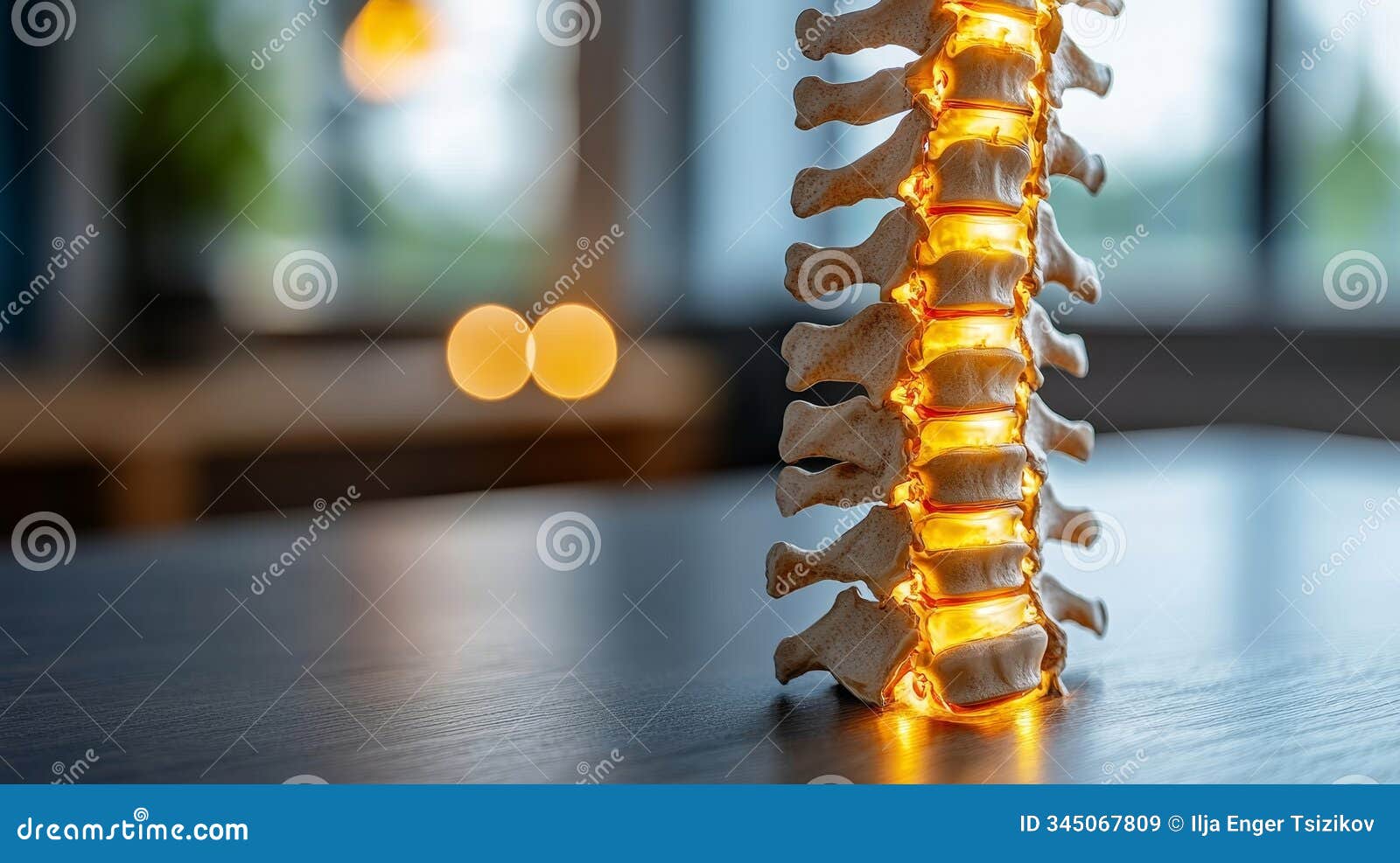 Illuminated Anatomical Model of the Human Spine Structure Demonstrating ...