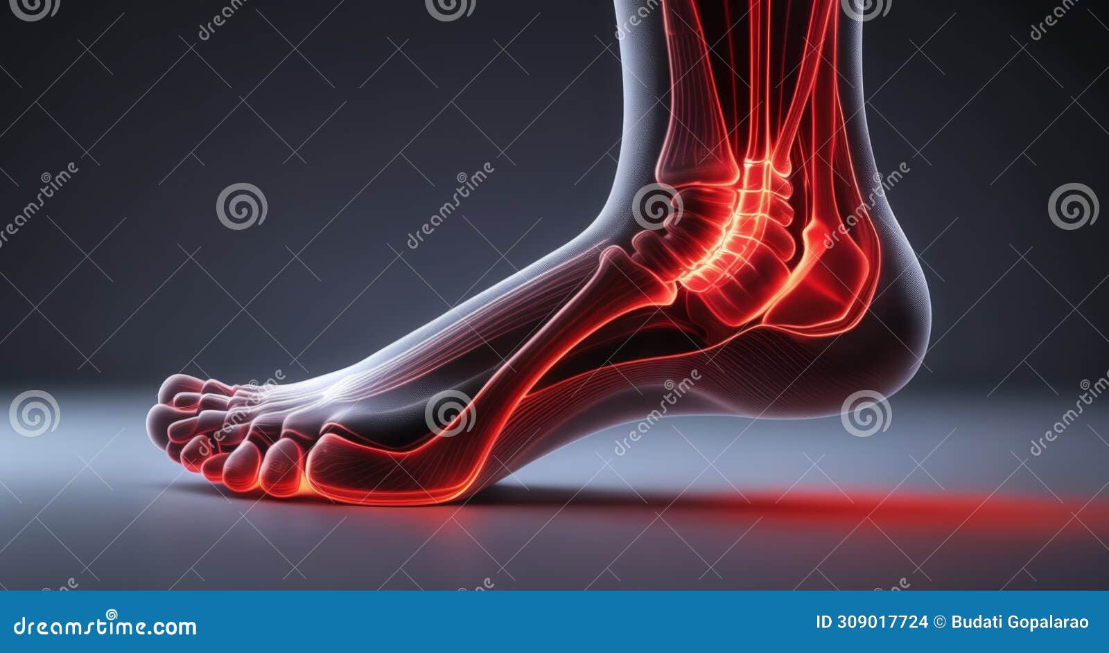 Illuminated Anatomy - a 3D Rendering of a Foot and Ankle with Glowing ...
