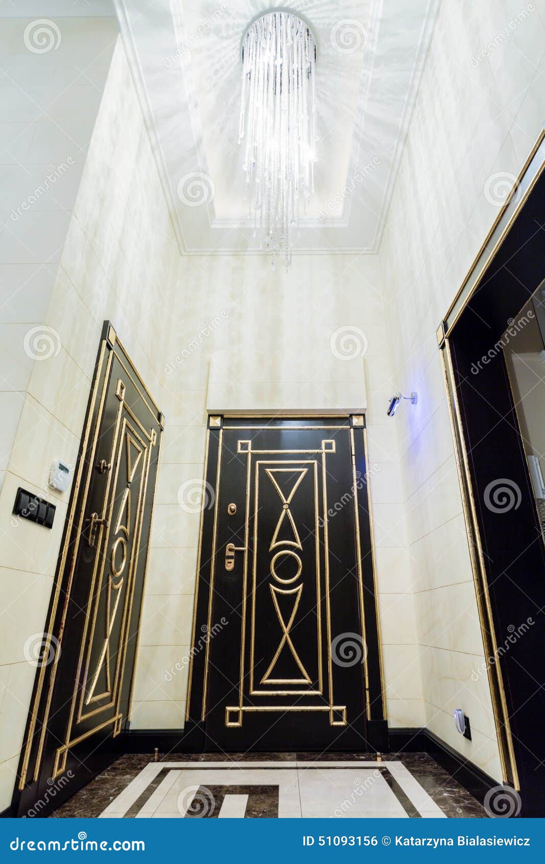 Illuminated Anteroom in Modern Villa Stock Photo - Image of luxury ...