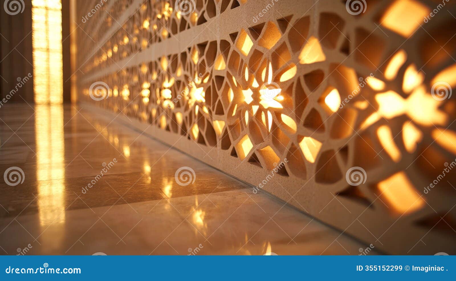 Illuminated Arabesque Wall Panel Interior Design Stock Illustration ...