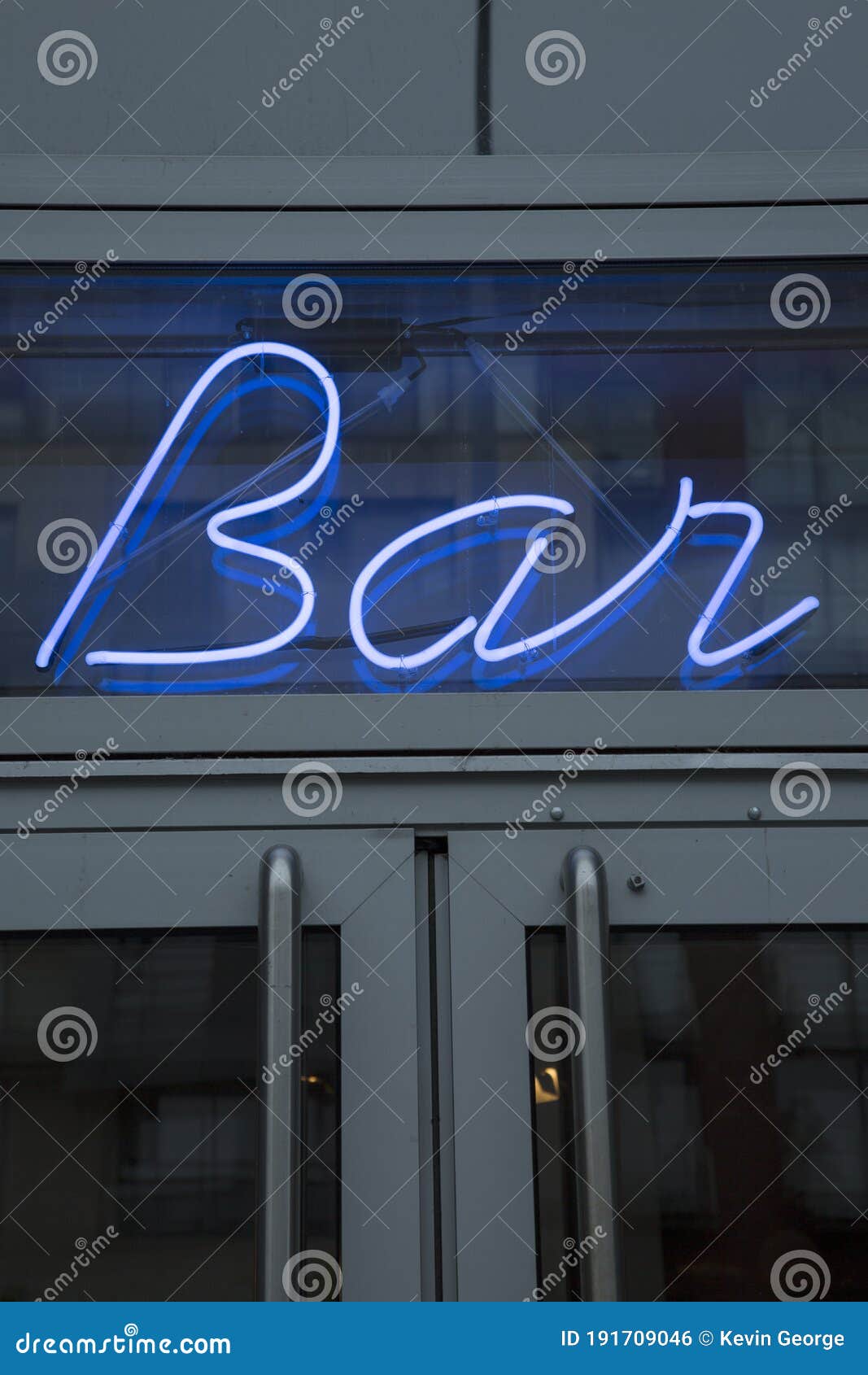 Illuminated Bar Sign stock photo. Image of drink, night - 191709046