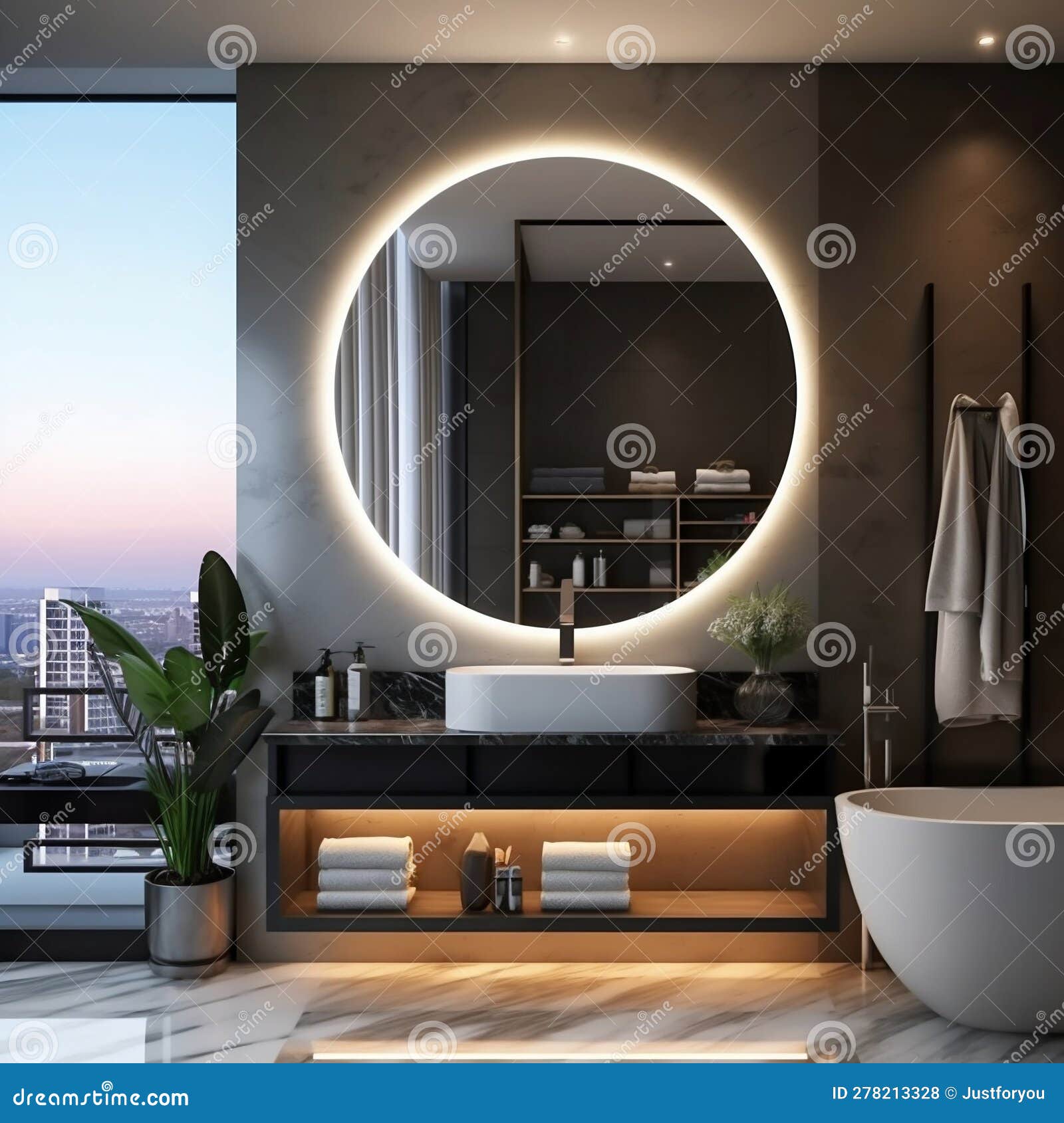 Illuminated Bathroom Mirror with LED Front and Back Lighting ...