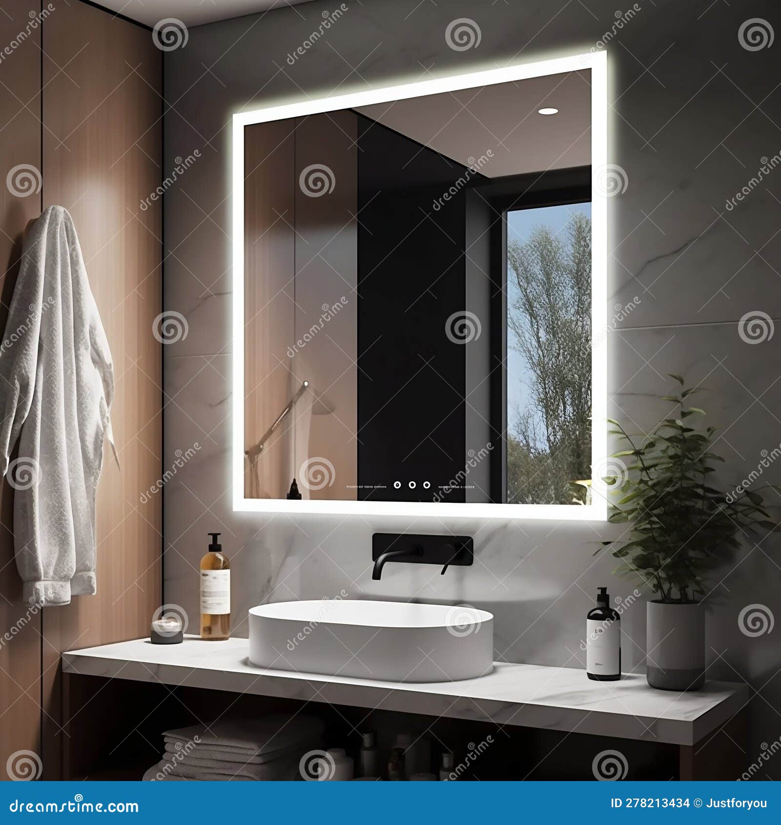 Illuminated Bathroom Mirror with LED Front and Back Lighting ...