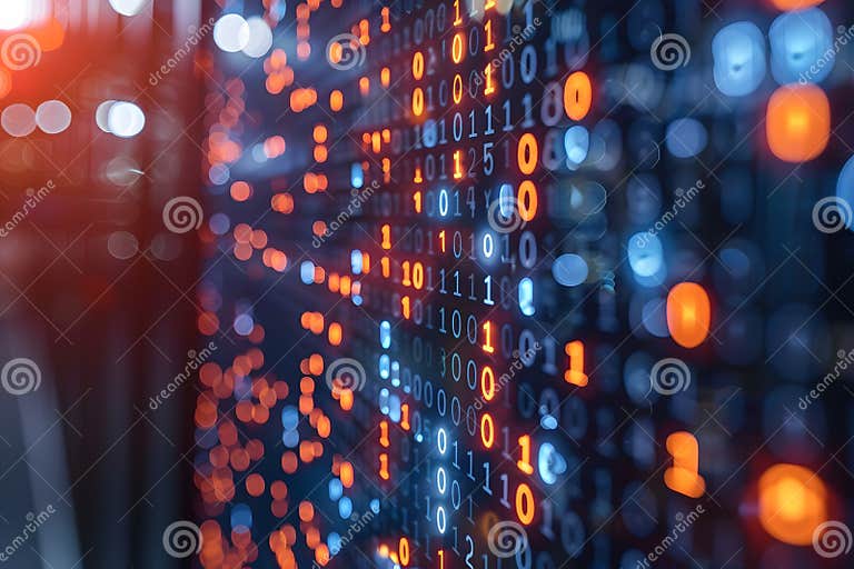 Digital Binary Code Data Flow in Futuristic Technology Background for Innovation and Programming ...
