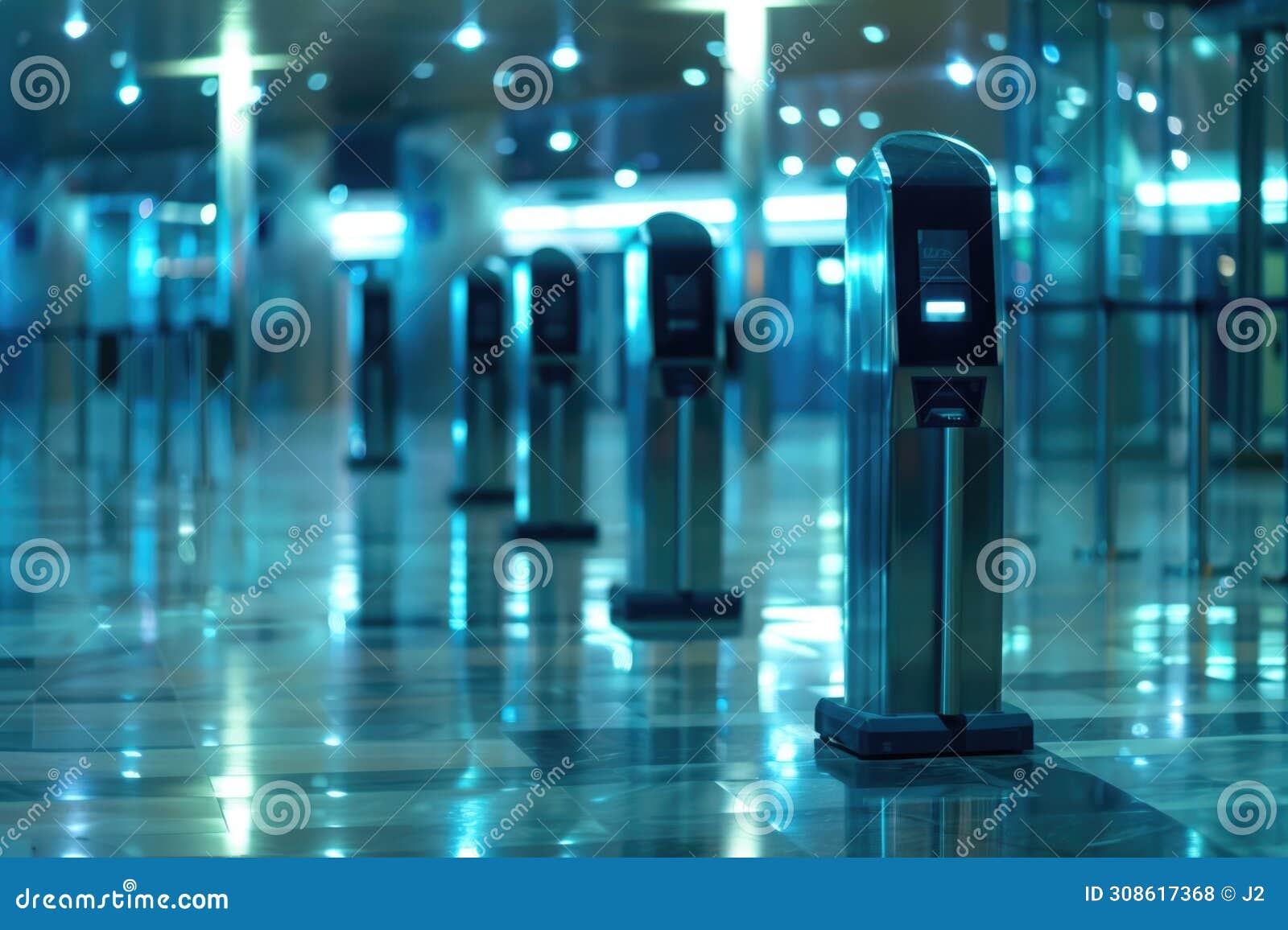 Illuminated Biometric Security Gates in a Contemporary Office Building ...